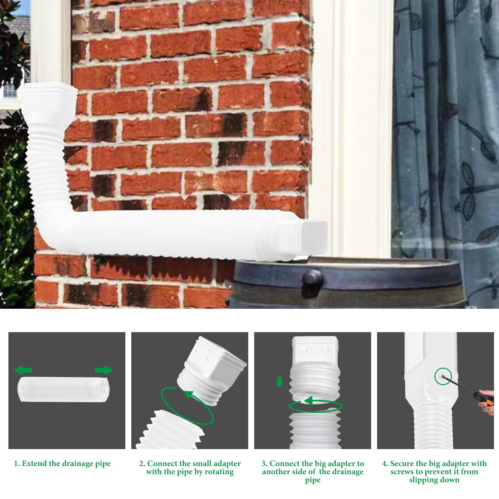 Under Deck Drainage System YOTODY 2 Pack Rain Gutter Downspout ...