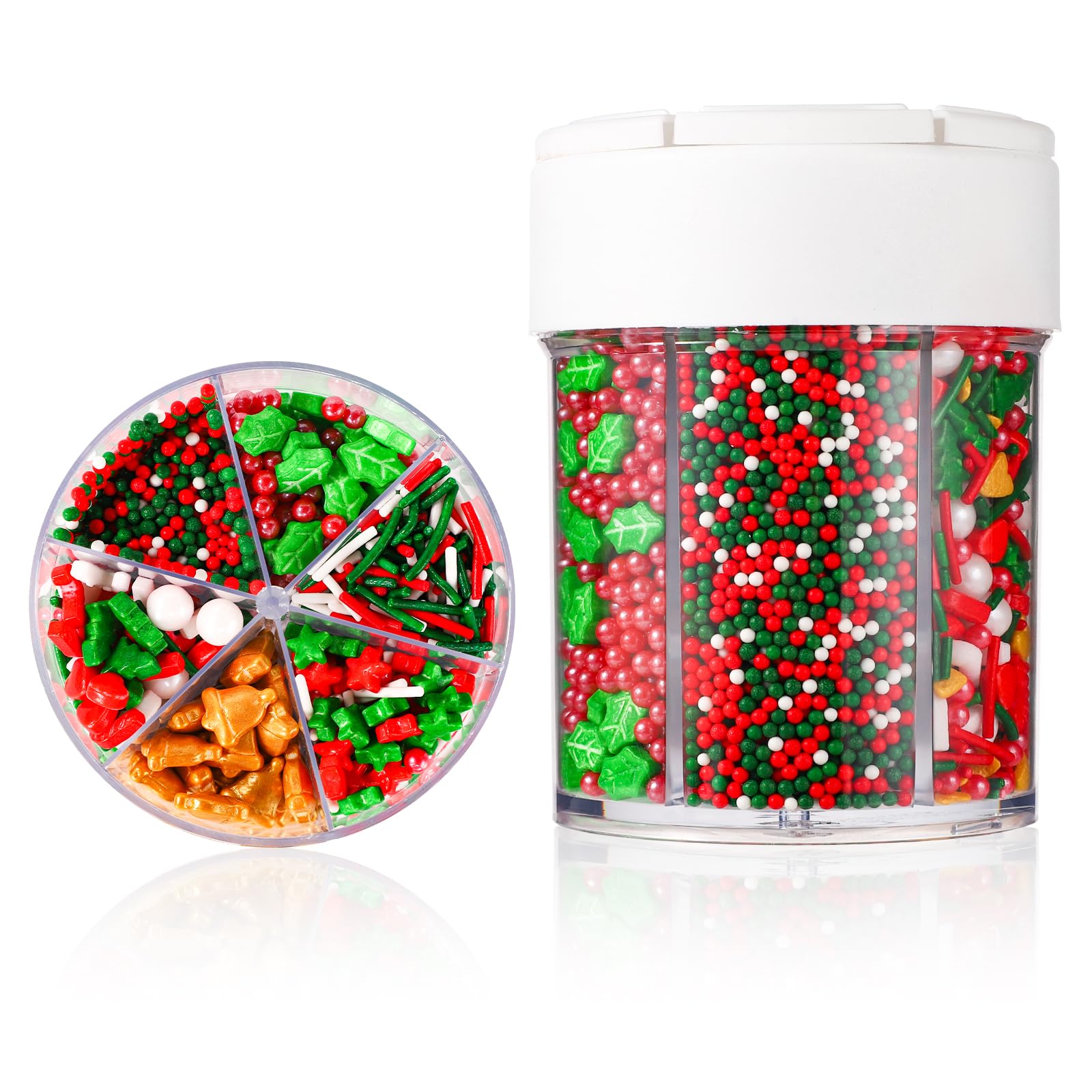 Amazon.com: Christmas Sprinkle Mix, 6 Cell Assorted Festive Sprinkles ...