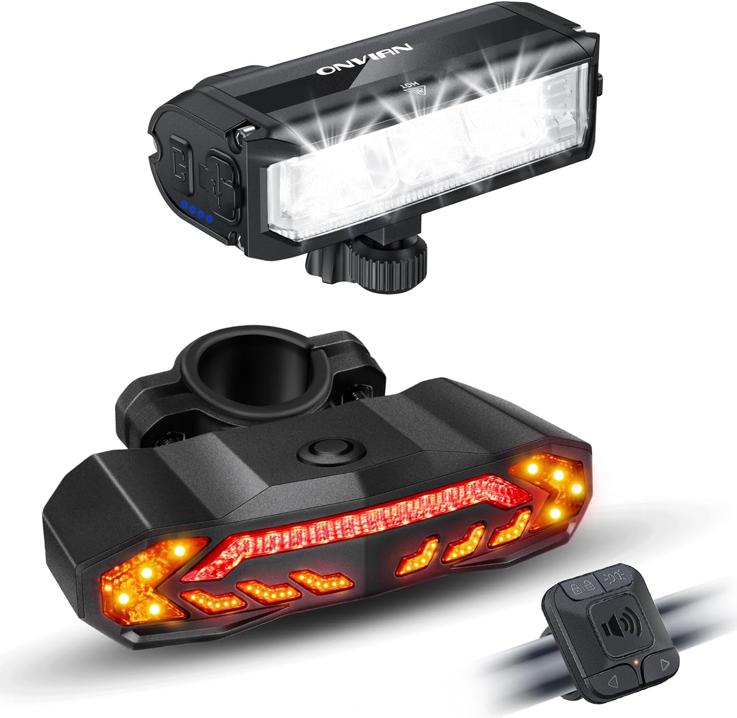 ONVIAN 2000 Lumen Bike Headlight Rechargeable Bike Light Front and Rear ...