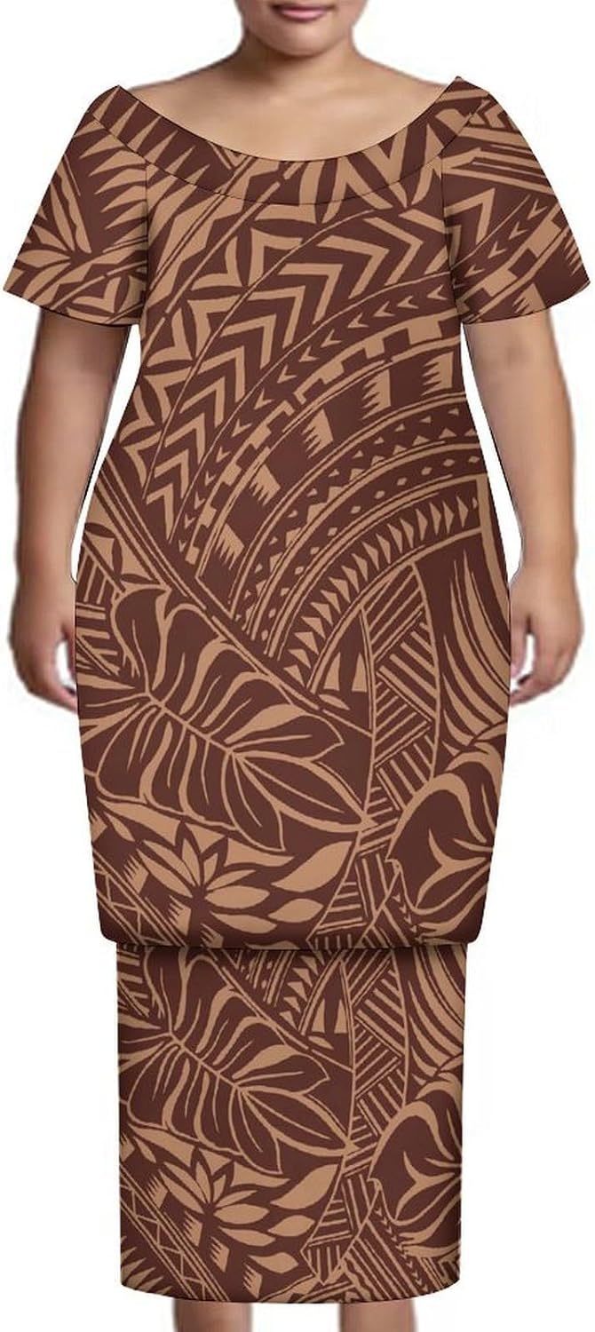 Polynesian Women's Dress Samoan Puletasi Custom Tribal Ethnic Pattern ...