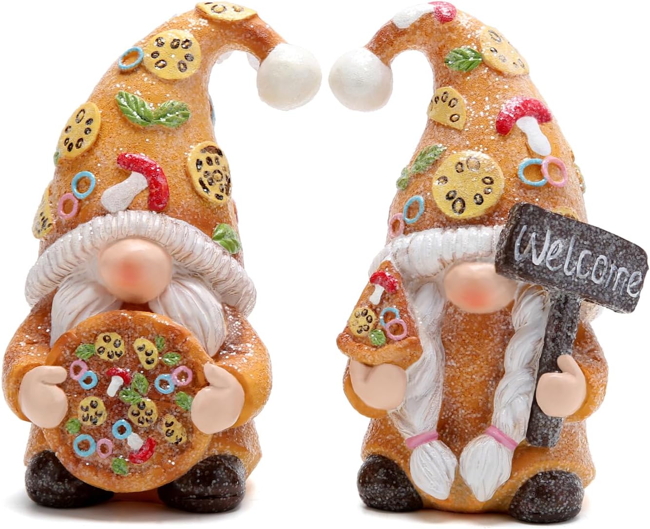 Amazon.com: Hodao 2 Set Pizza Gnome Figurines, Resin Gnomes Party ...