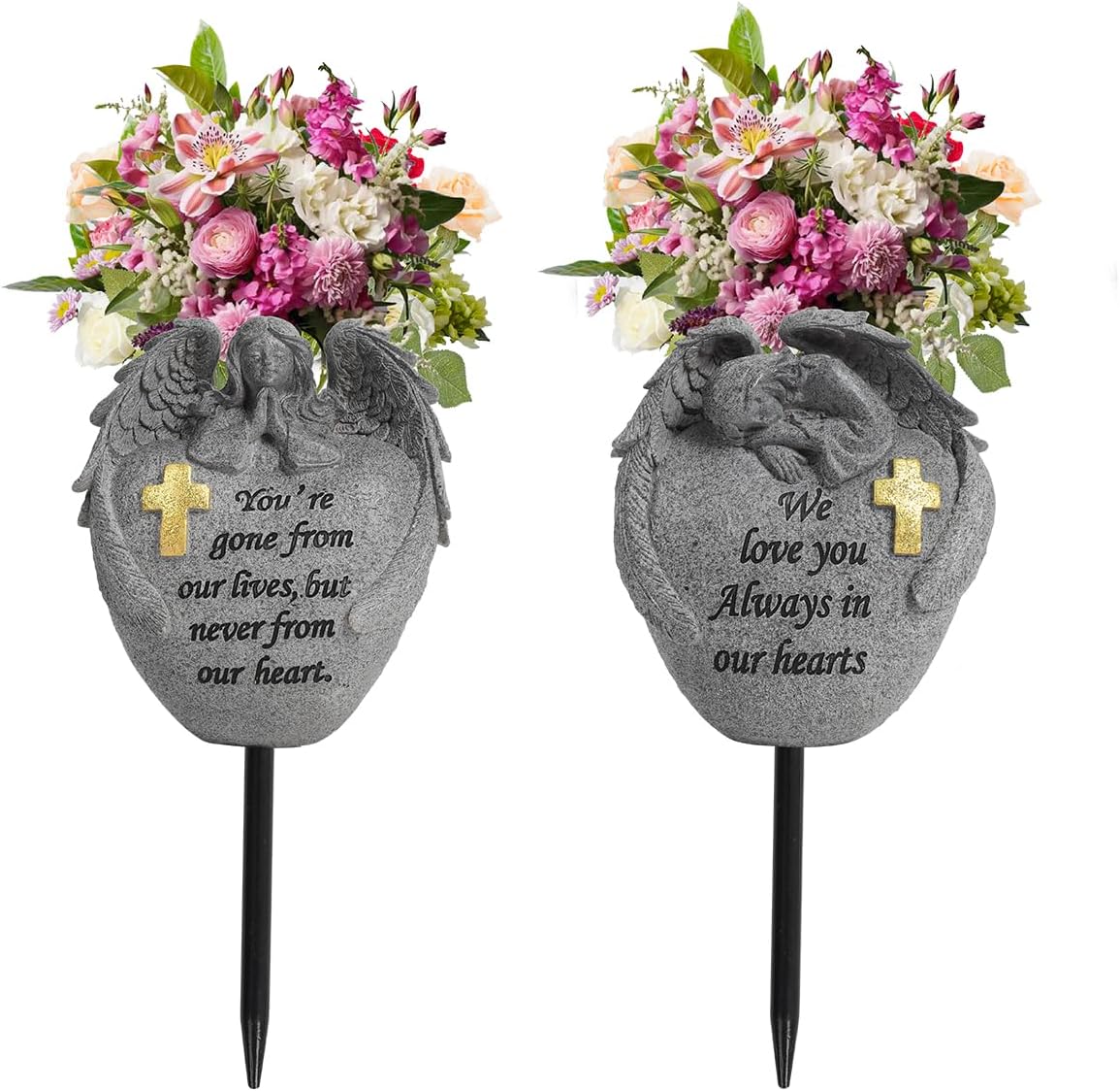 Amazon.com: QZWHLSM Angel and Cross Cemetery Grave Memorial Vases ...