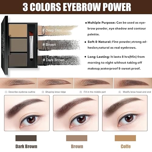 Kit de plantillas para cejas, incluye sello impermeable para cejas y 10 ...