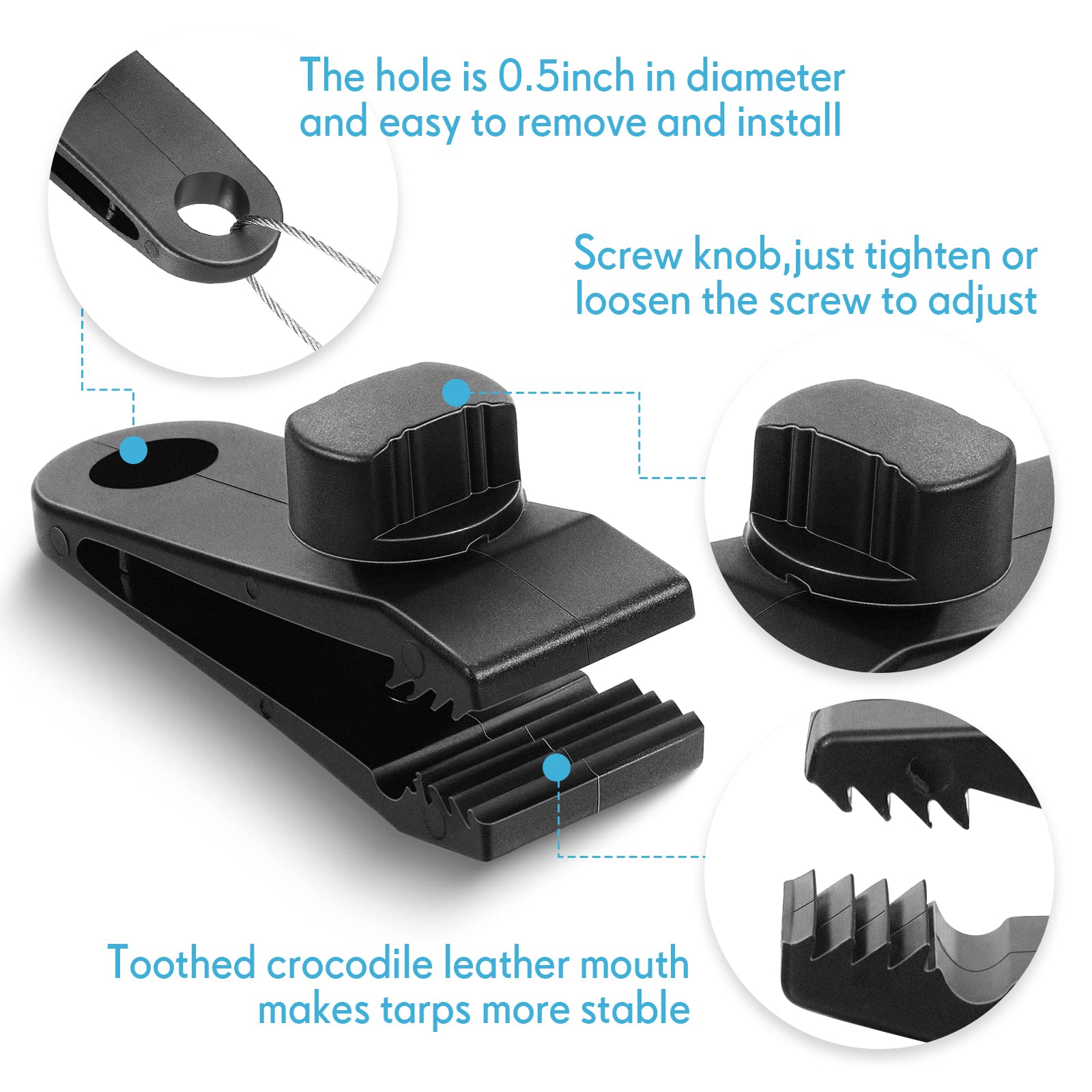 Snapklik.com : Yalikop 60 Pieces Tarp Clips Heavy Duty Lock Clamps ...