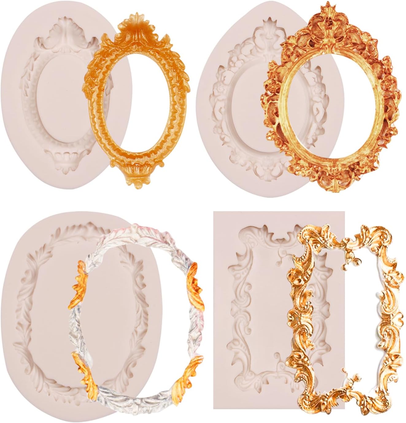 Amazon.com: Picture Frame Fondant Molds, 4 Packs Vintage Baroque Mirror ...