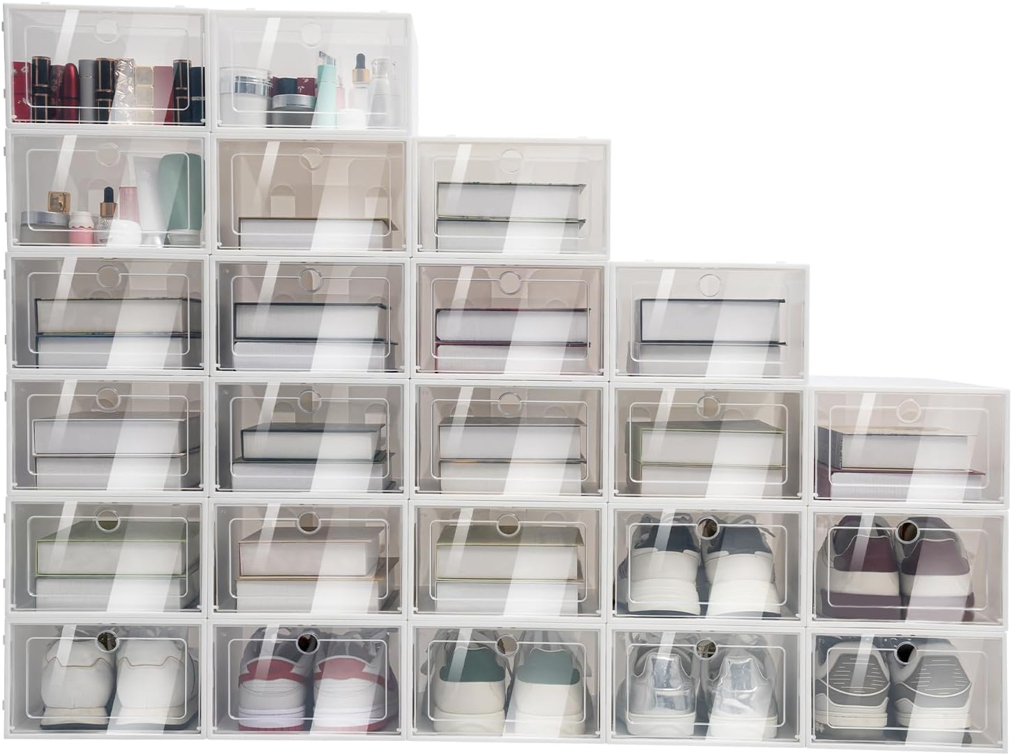 Amazon.com: TFCFL 24 Pack Stackable Shoe Storage Boxes Clear White Shoe ...