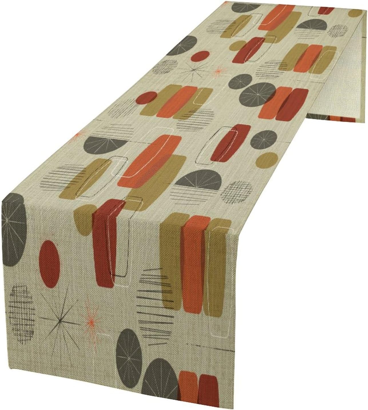 Amazon.com: Retro Abstract Geometric Table Runner, Vintage Shapes Stars ...