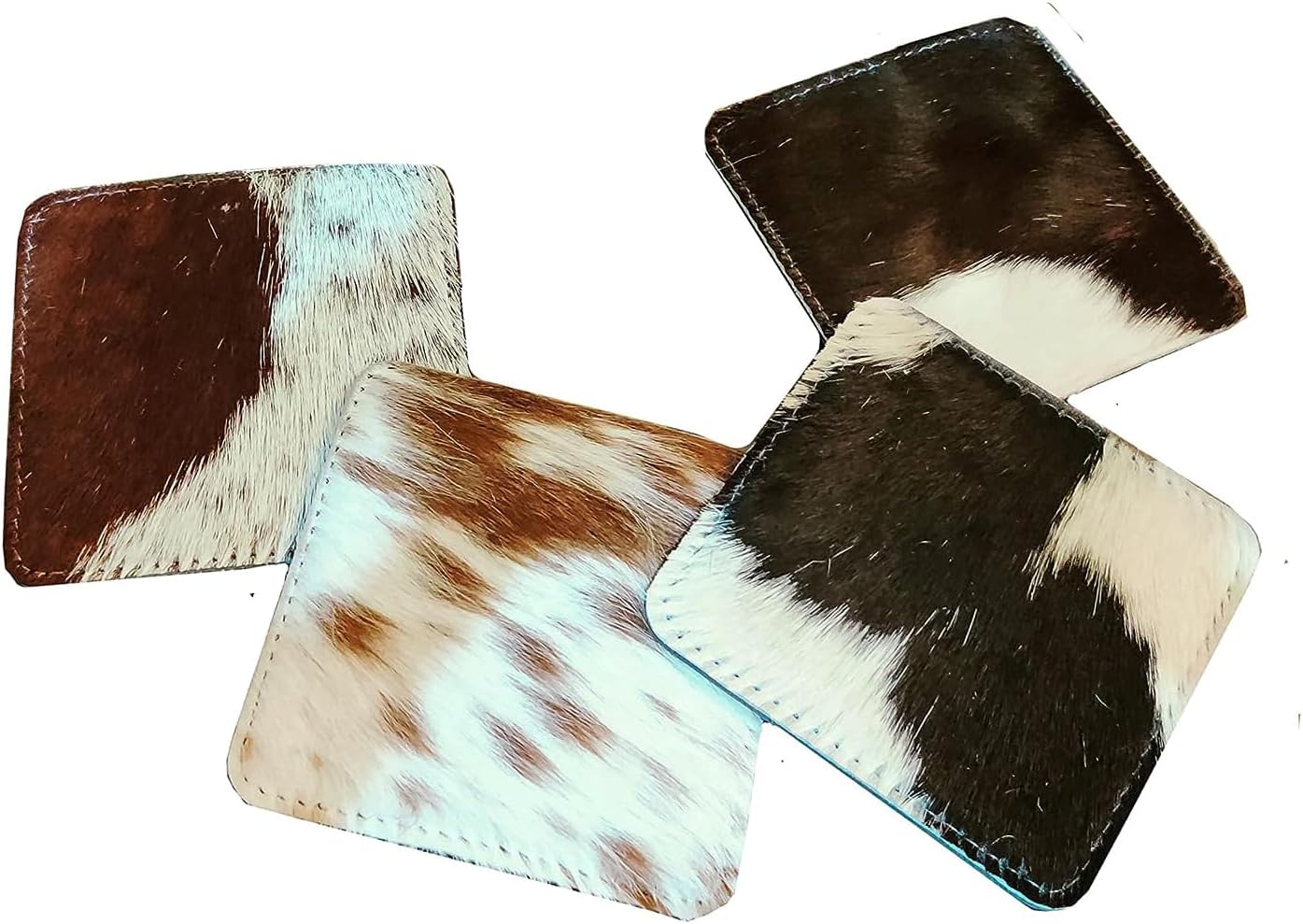 Amazon.com: Cowhide Coaster Set of 4 pcs Natural Cowhide Drink Coasters ...