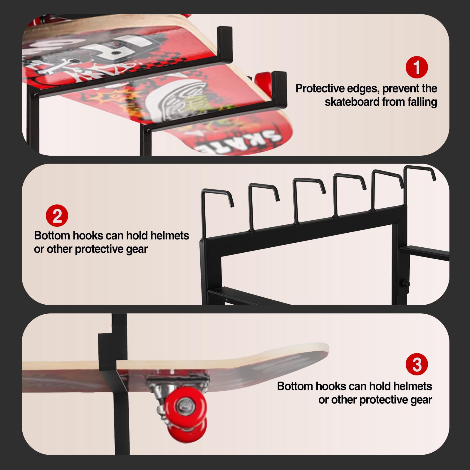 Snapklik.com : MYOYAY Skateboard Wall Mount Display 6-Layer Skateboard ...
