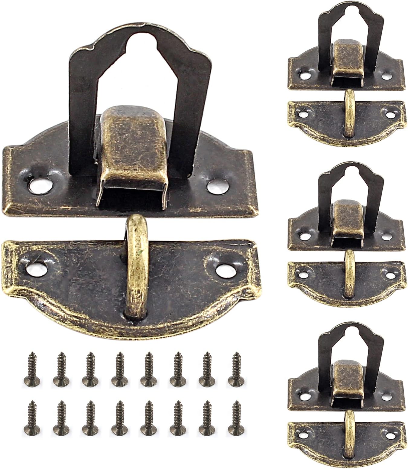 Kyuionty Antique Bronze Right Latch Hook Hasp, Small Box Hinges and ...