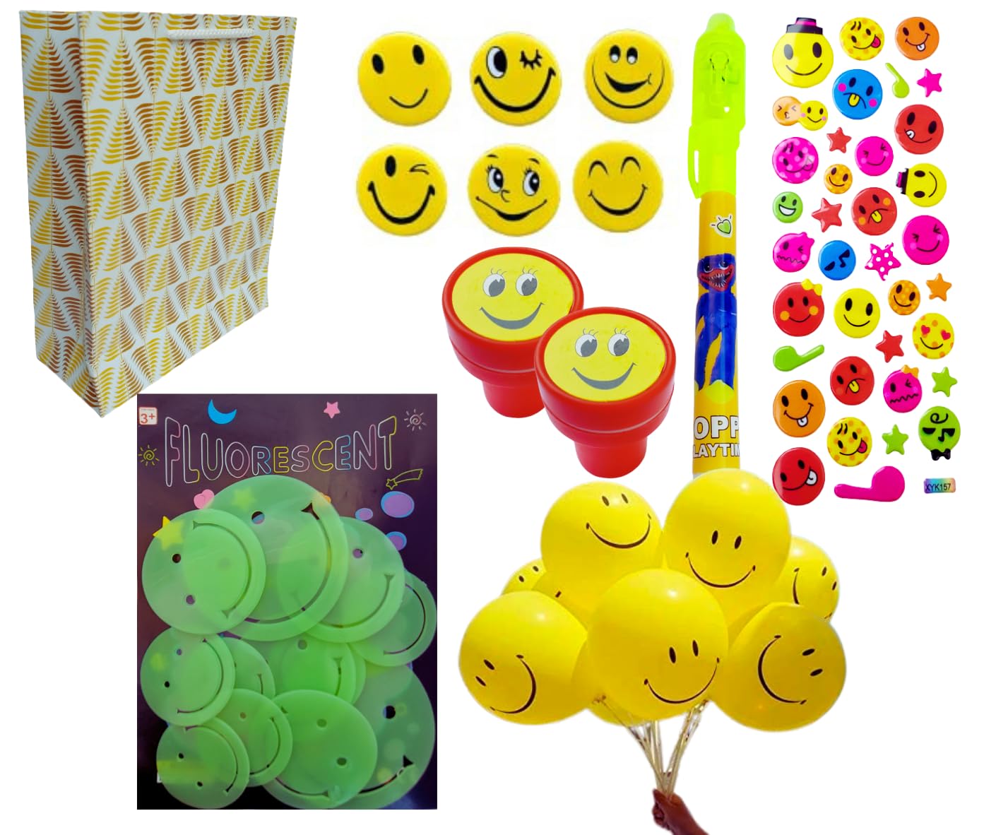 IncyWincy Birthday Return Gift Combo for Kids All Age Group (Set of 10), Smiley Emoji Theme ...