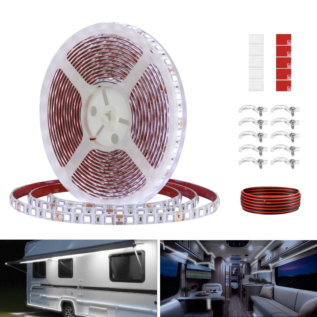 Snapklik.com : RV Awning Light Strip, 16.4FT Dimmable White Led Strip ...