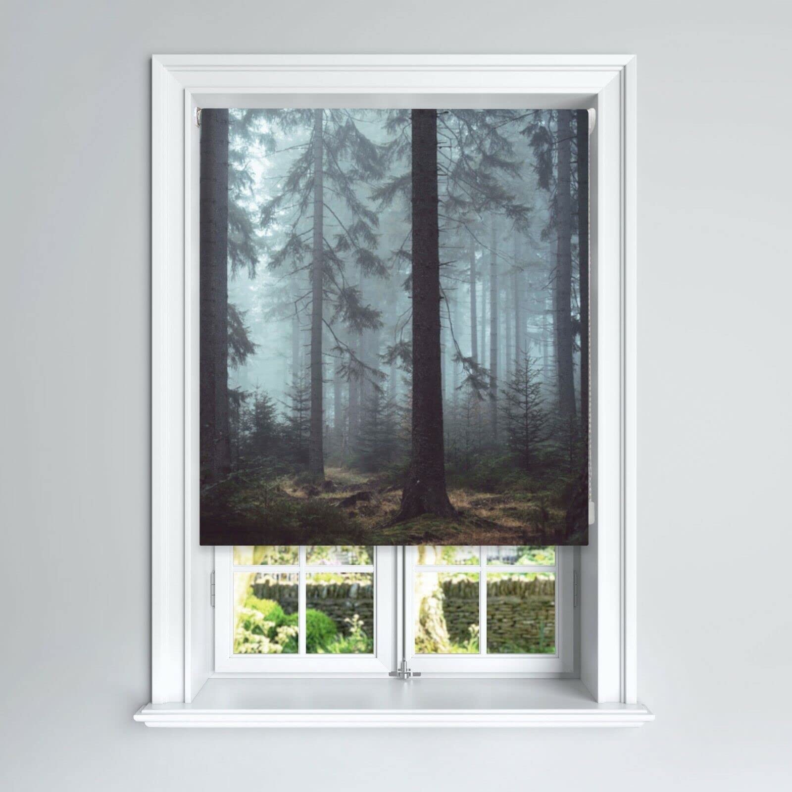 Foggy Woods Design Blackout Roller Blinds Windows Child Safety Cut To ...