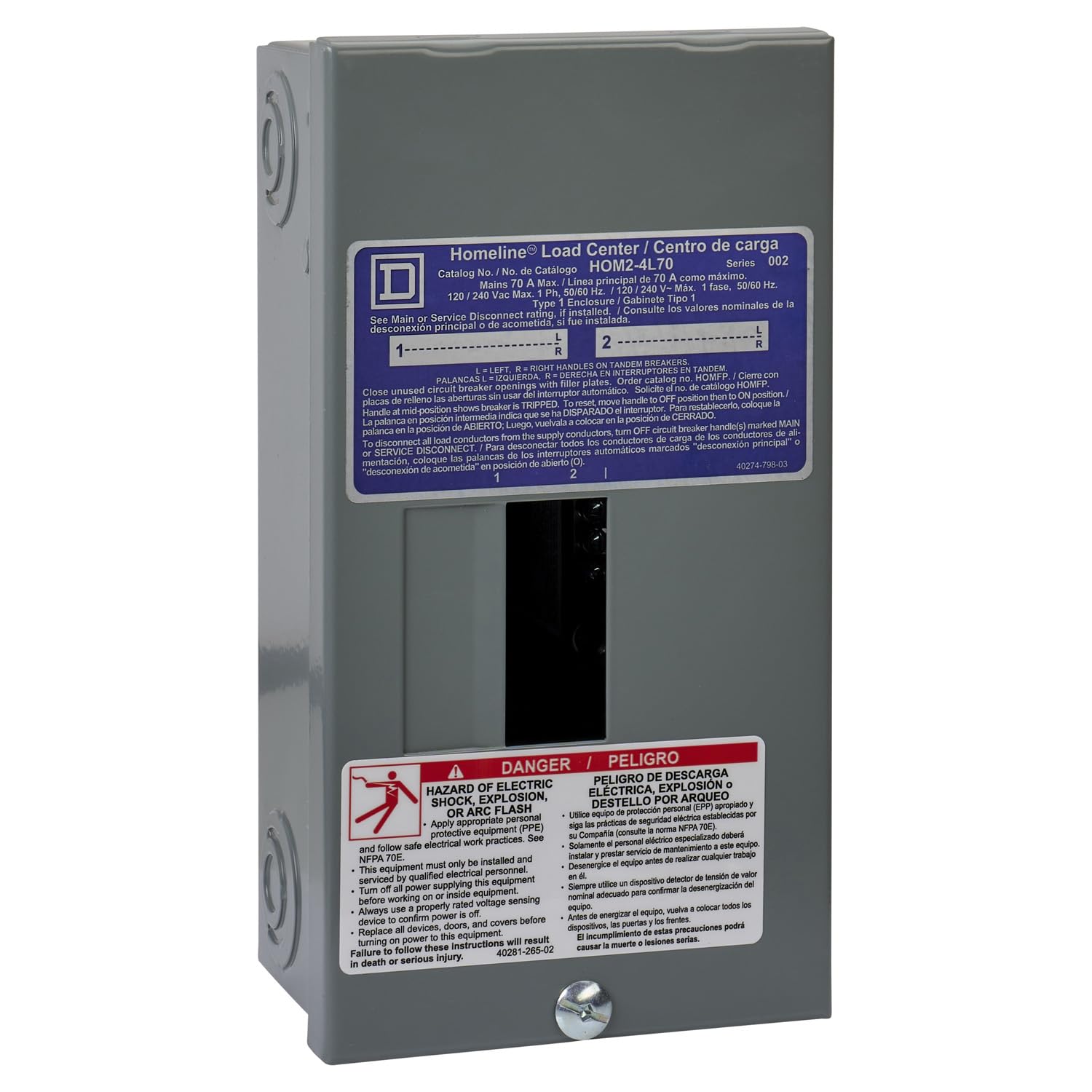 Square D - HOM24L70SCP 70-Amp Main Lug Load Center - Circuit Breaker ...