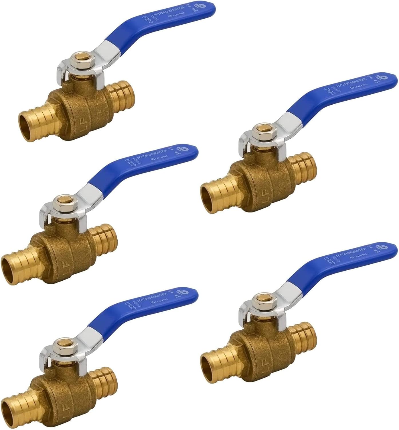 HYDRO MASTER Pex Ball Valve 3/4 Inch Lead Free Brass,600WOG(5PK) (Cold ...