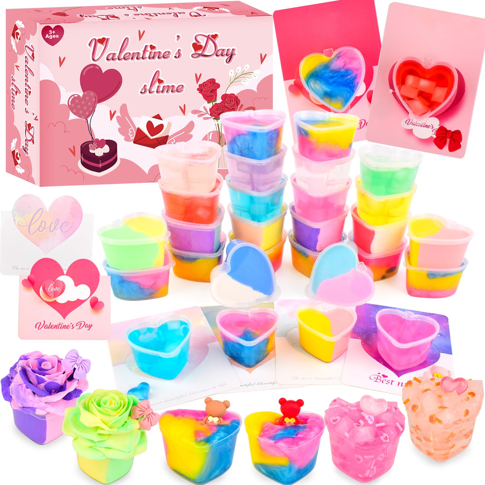 Amazon.com: Valentine's Day Gifts for Kids-24 Sets of Slime and 9 ...