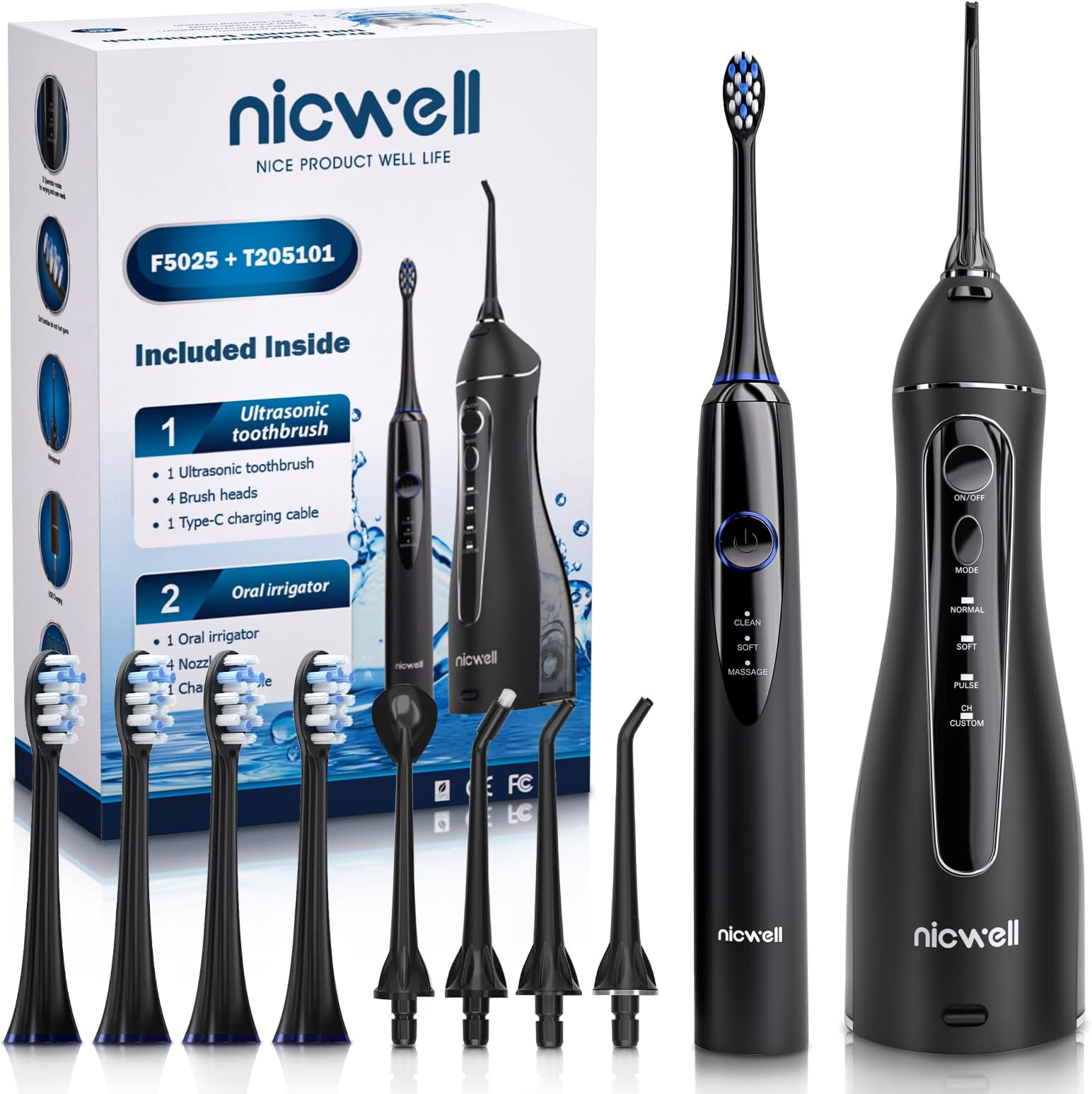 Amazon.com: Water Dental Flosser Cordless for Teeth - Nicwell 4 Modes ...