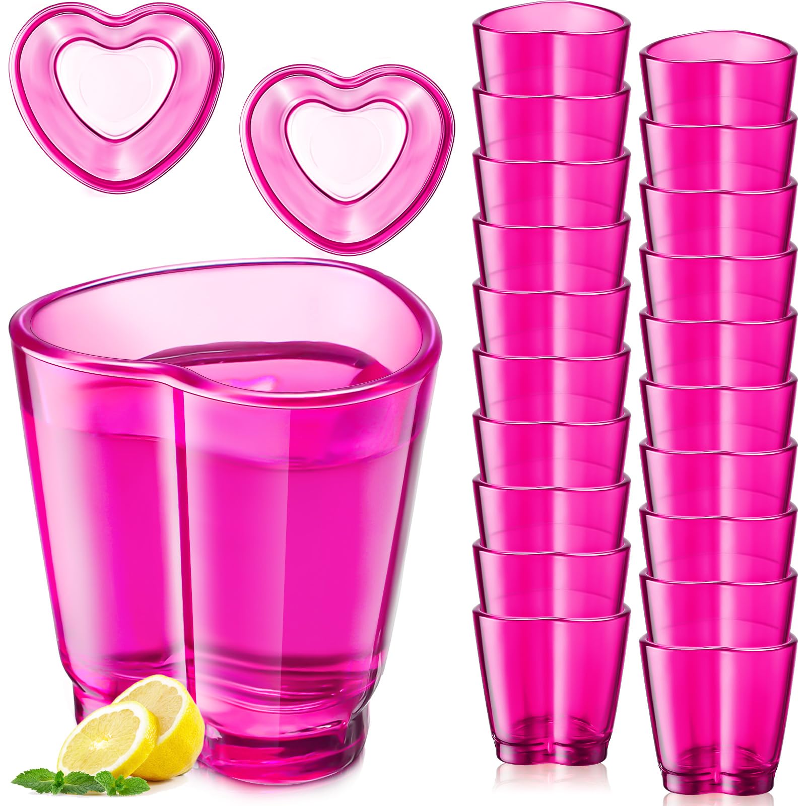 Amazon.com | Domensi 20 Pcs Valentine's Day Heart Shot Glasses 1.5oz ...