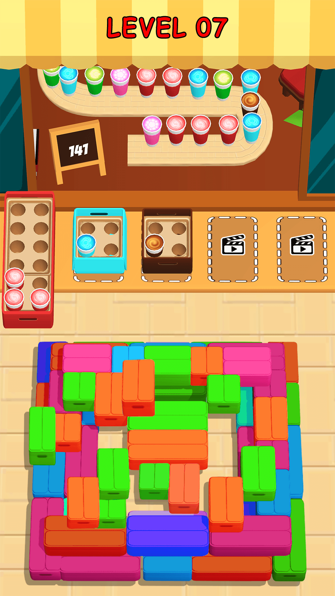Coffee Cup Jam Rush 3D Packing Puzzle: Color Boxes Matching Fun Sorting ...