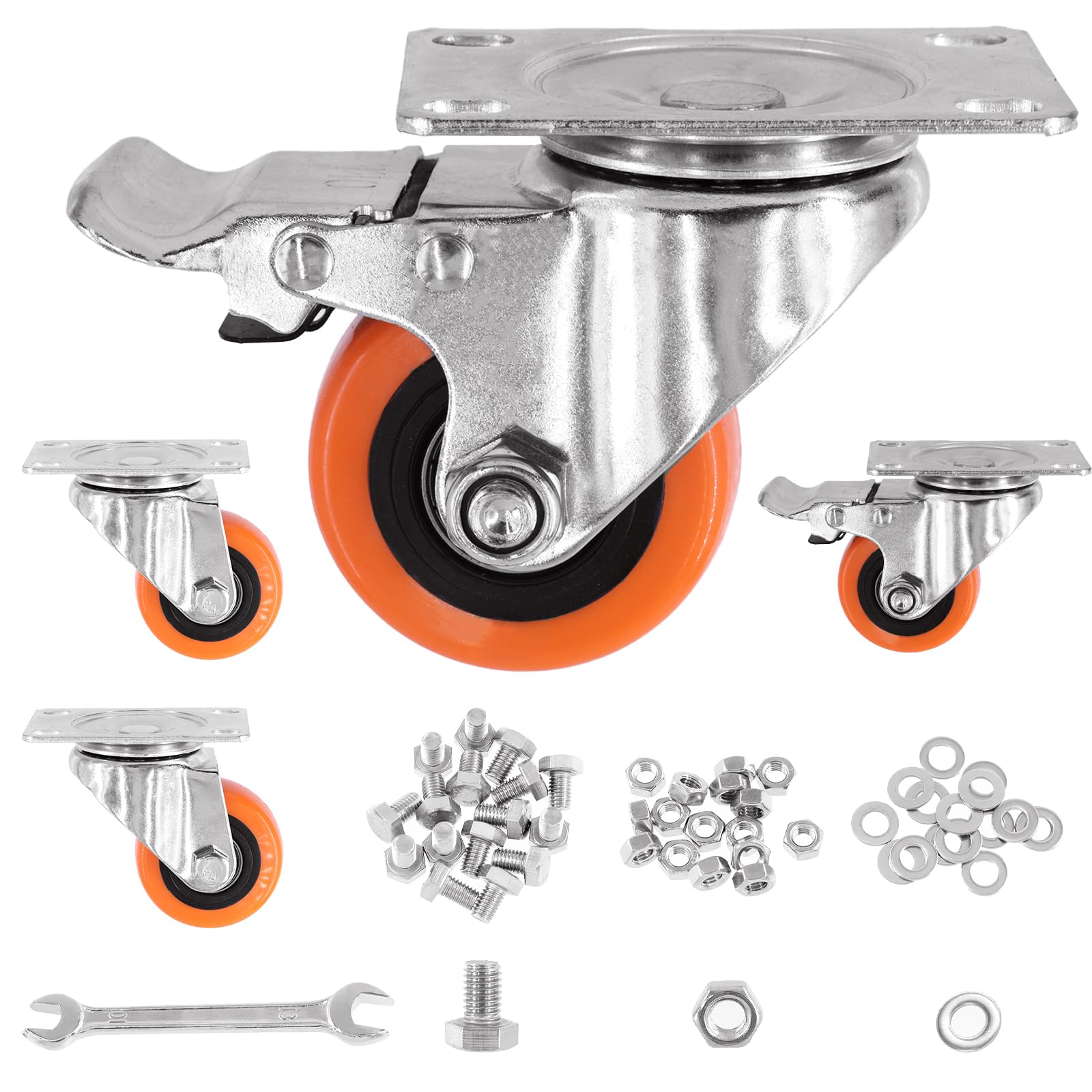Buy Glarks 53Pcs 2.5 Inch Heavy Duty Casters, Lockable Bearing Caster ...