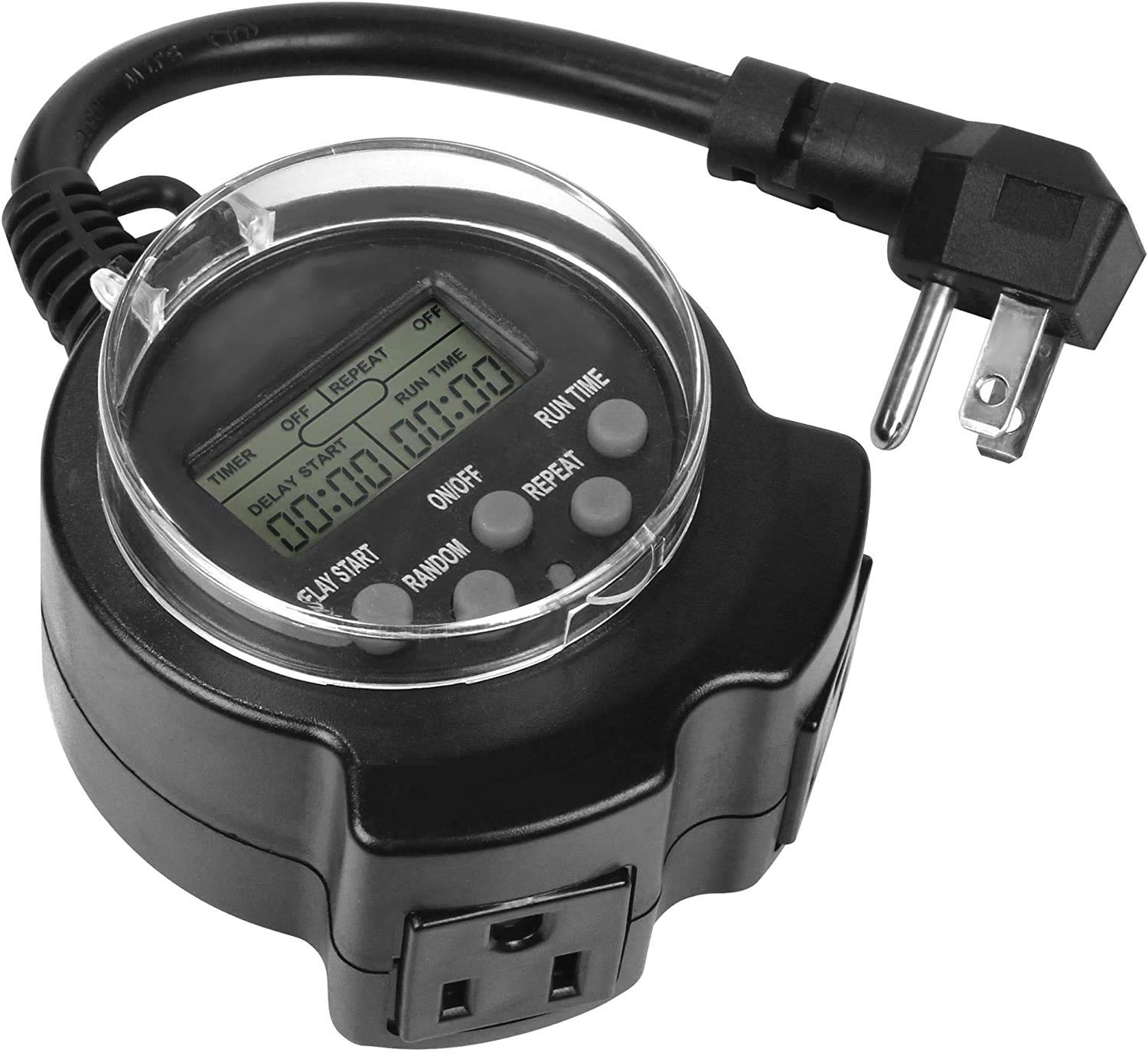 Clear Power Outdoor Digital Programmable Timer, 2 Grounded Outlet with ...