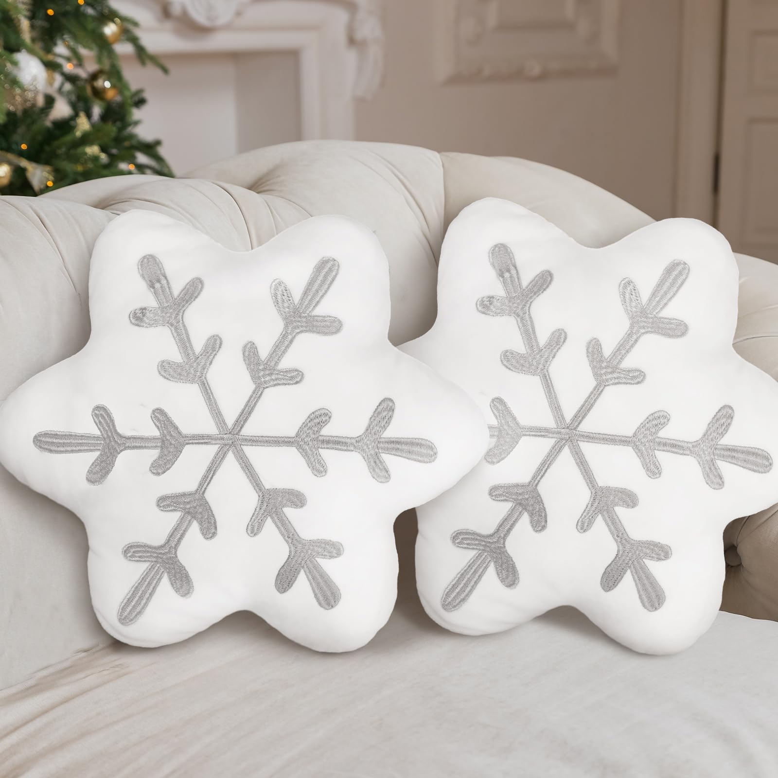 Amazon.com: ROTORS Snowflake Pillow Christmas Throw Pillows Winter ...