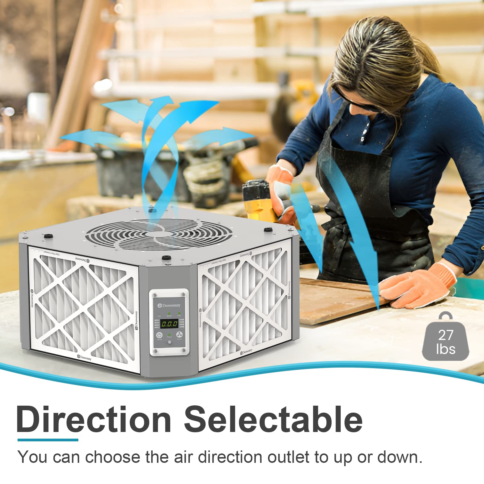 360 Degree Intake Air System Woodworking Shop - (1350CFM) with Strong ...