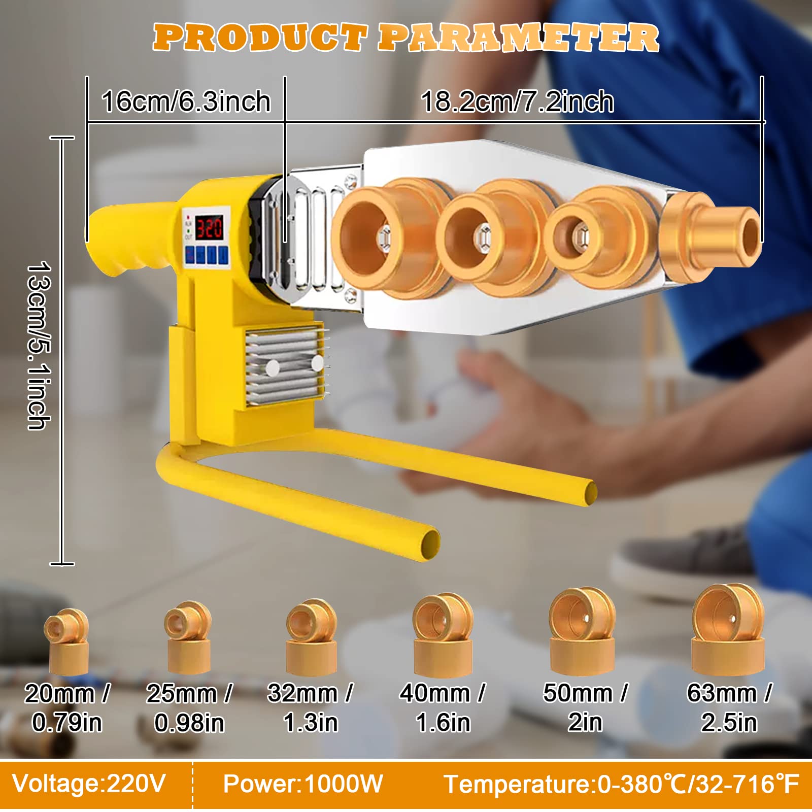JIAWANSHUN 220V Digital Socket Fusion Welder Socket Fusion Tool Kit ...