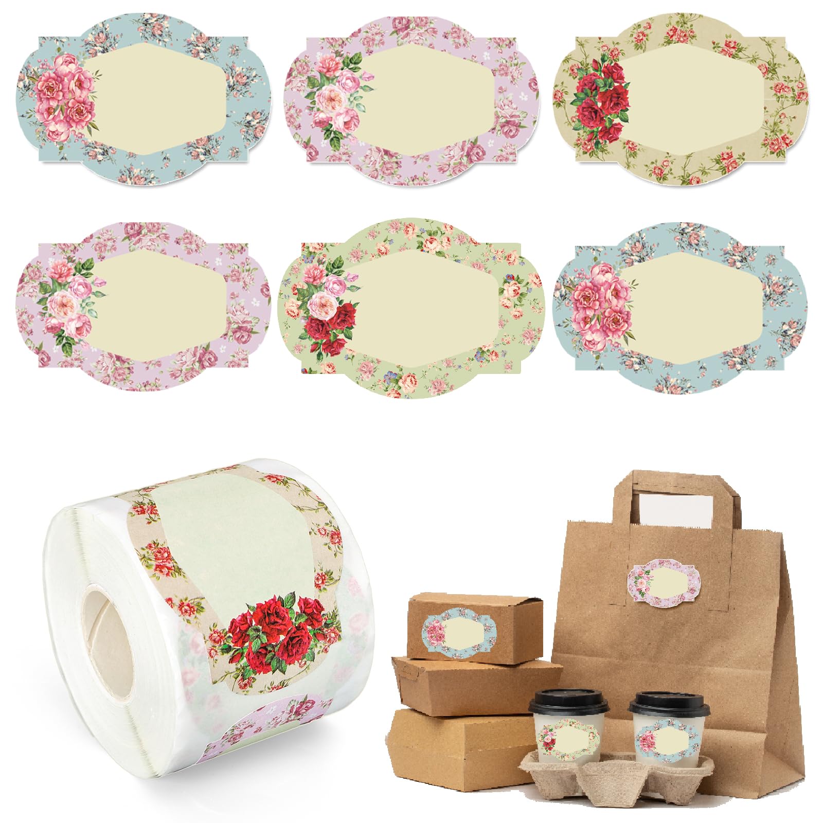Amazon.com: Whaline 250Pcs Vintage Floral Jar Label Stickers Roll Retro ...