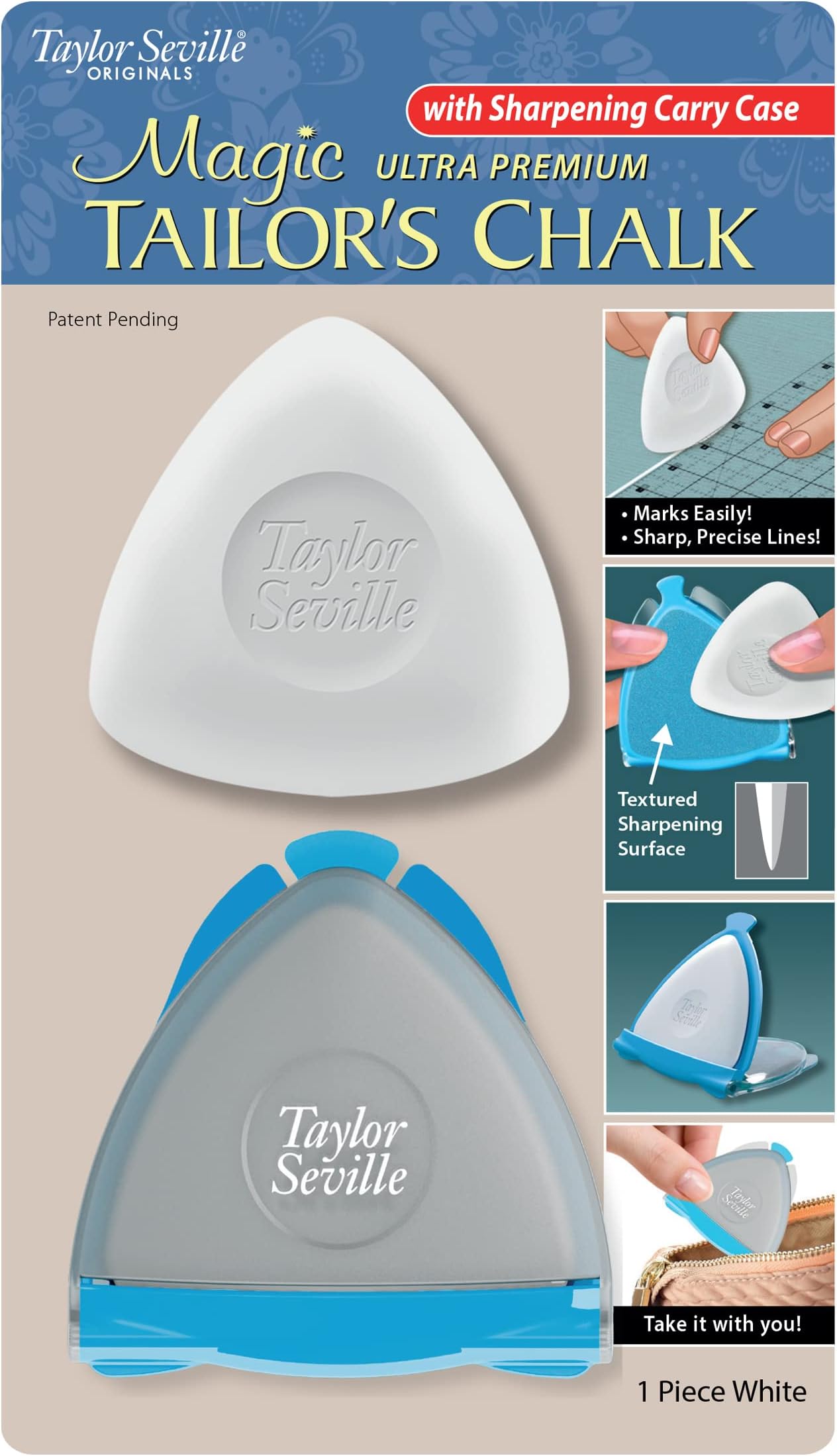 Amazon.com: Dritz Holder with Sharpener, White Tailor's Chalk, 1 Count ...