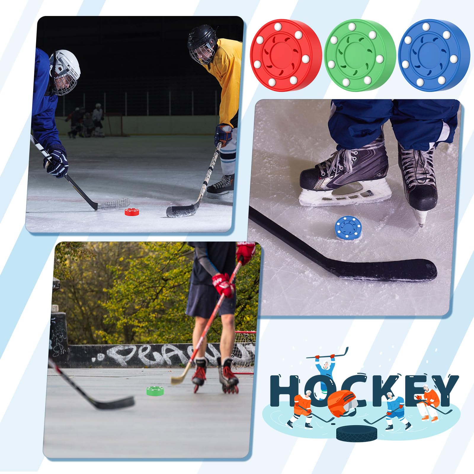 Lenwen 16 Pcs Hockey Pucks for Outdoor Hockey Adult Roller Street ...
