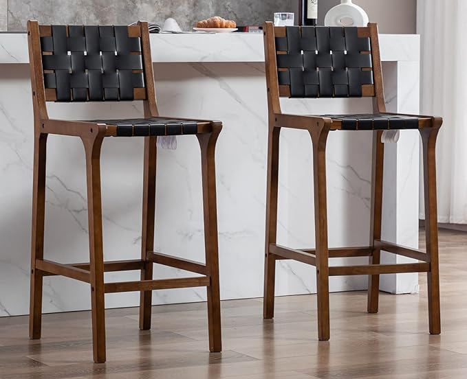 Amazon.com: Kmax Bar Stools 28 Inch Farmhouse Wood Barstools Faux ...