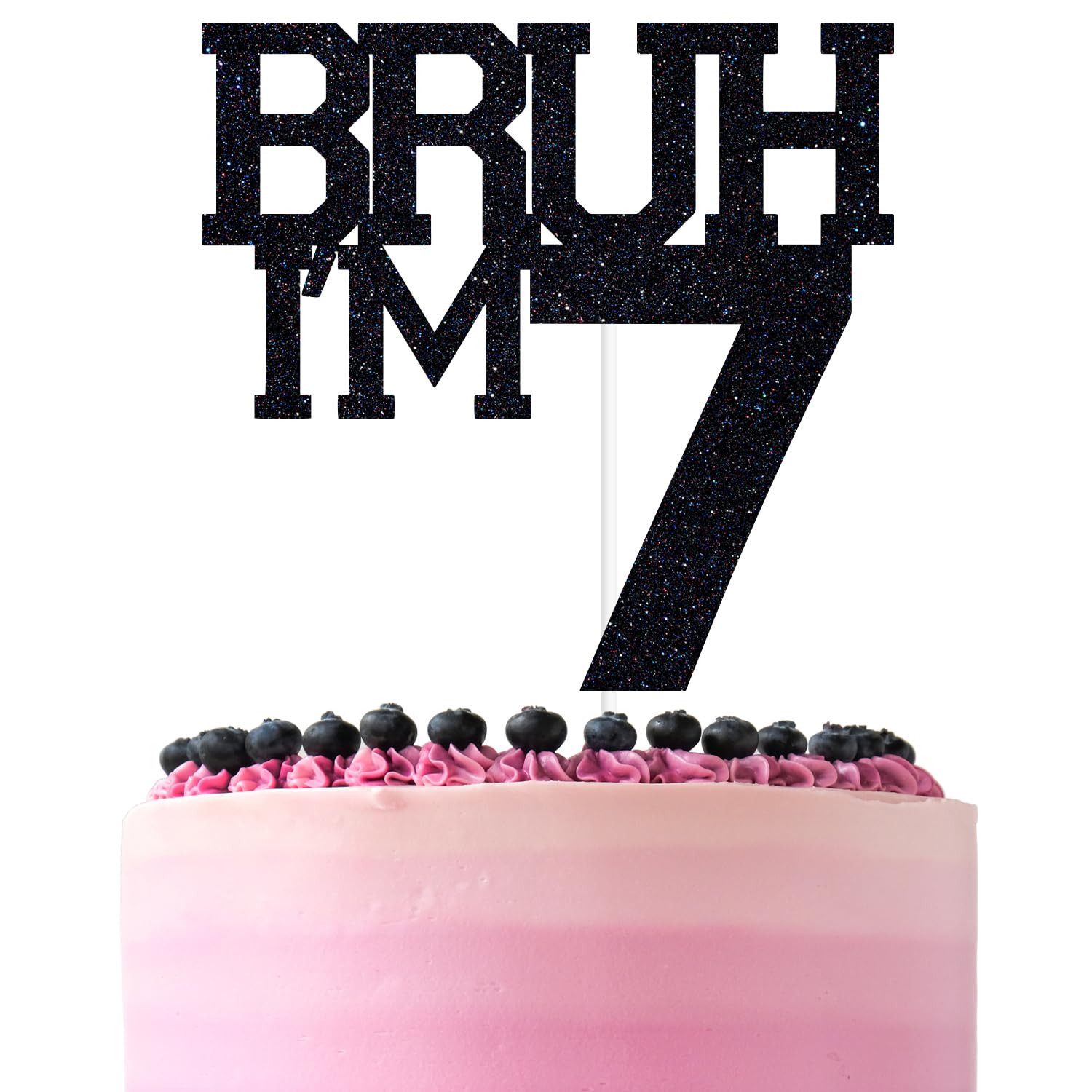 Amazon.com: Black Glitter Bruh I'm 7 Cake Topper, Happy 7th Birthday ...