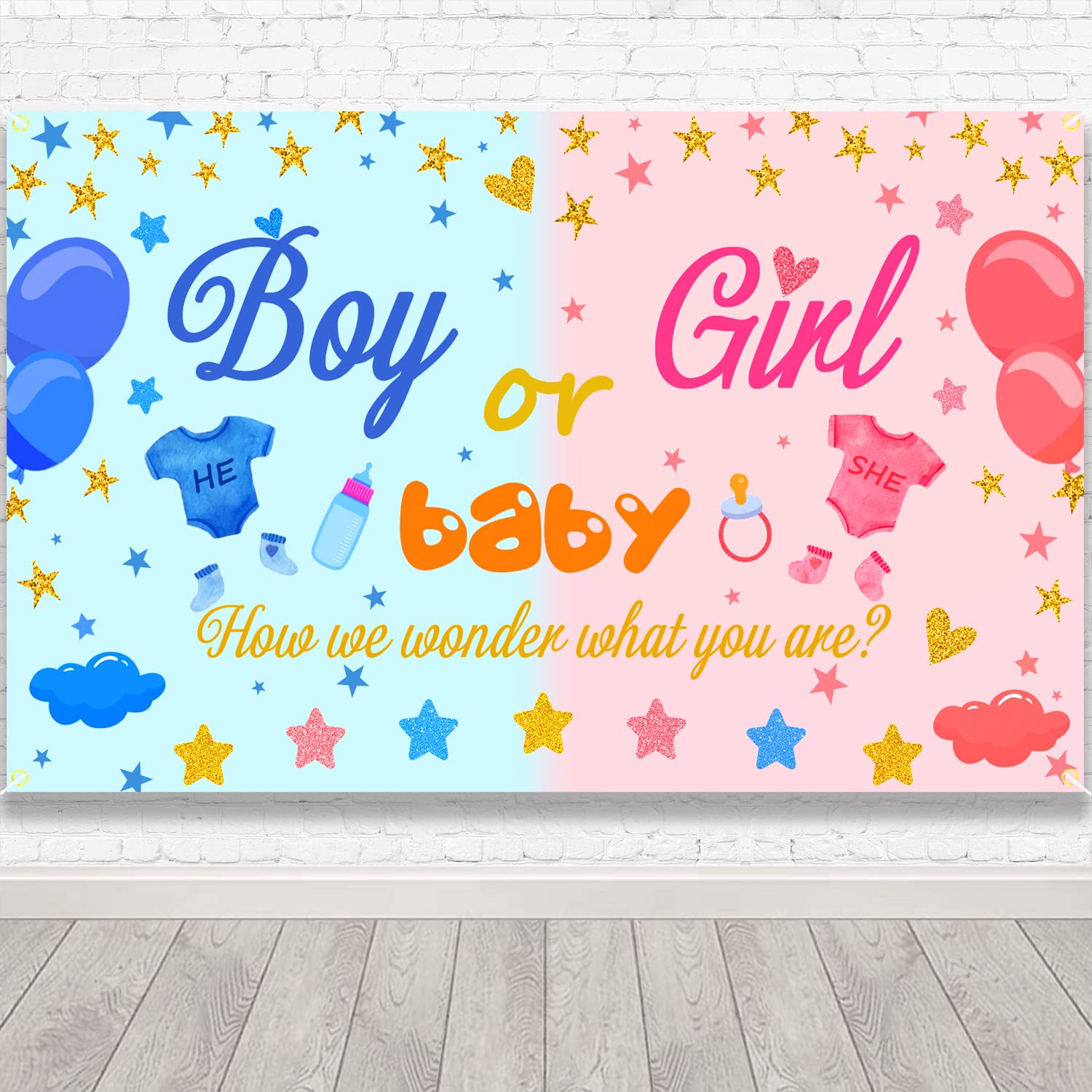 Buy Gender Reveal Decoration Banner, Large Boy or Girl Banner Sign ...