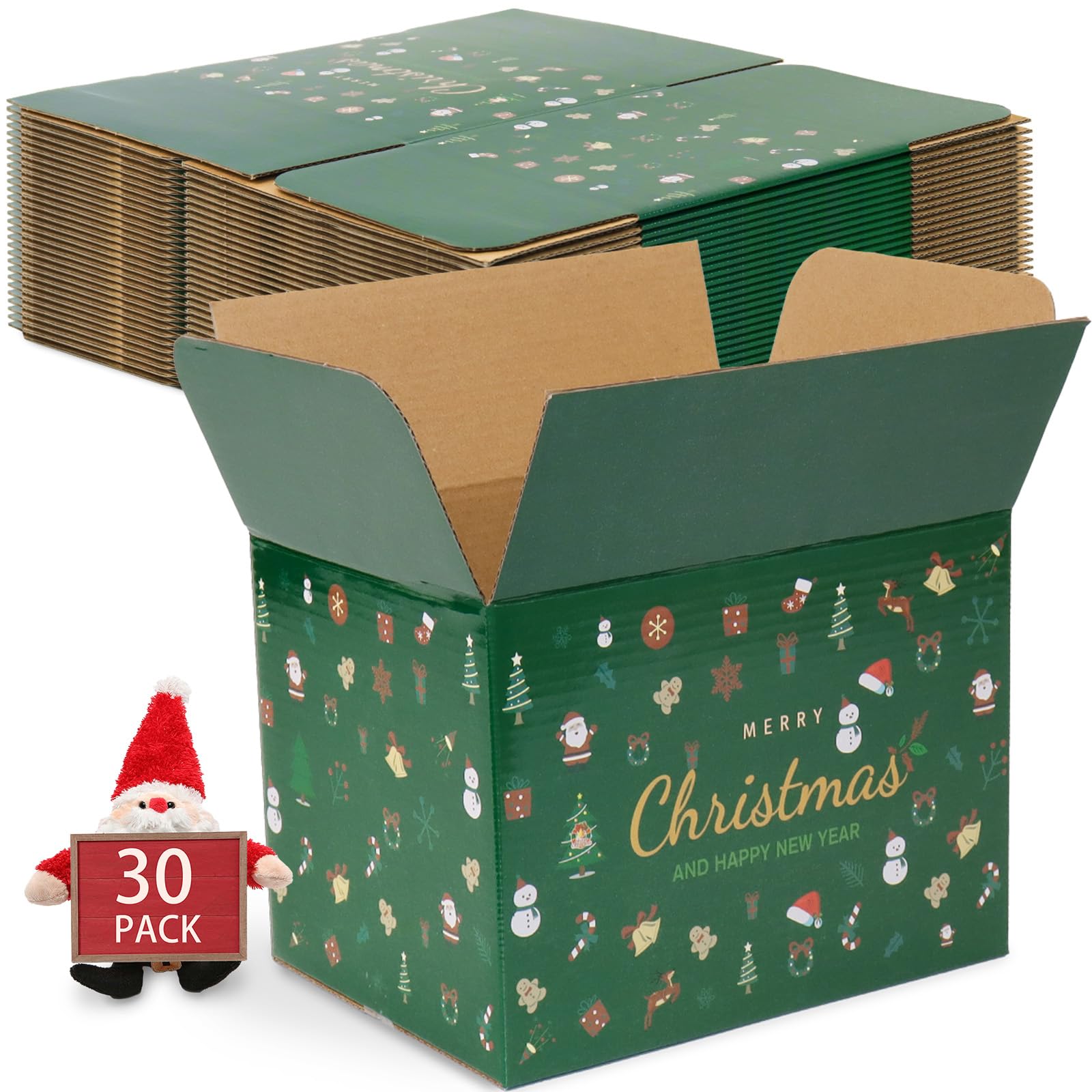 Amazon.com: 8x6x6 Inches Christmas Shipping Boxes, 30 Pack Christmas ...