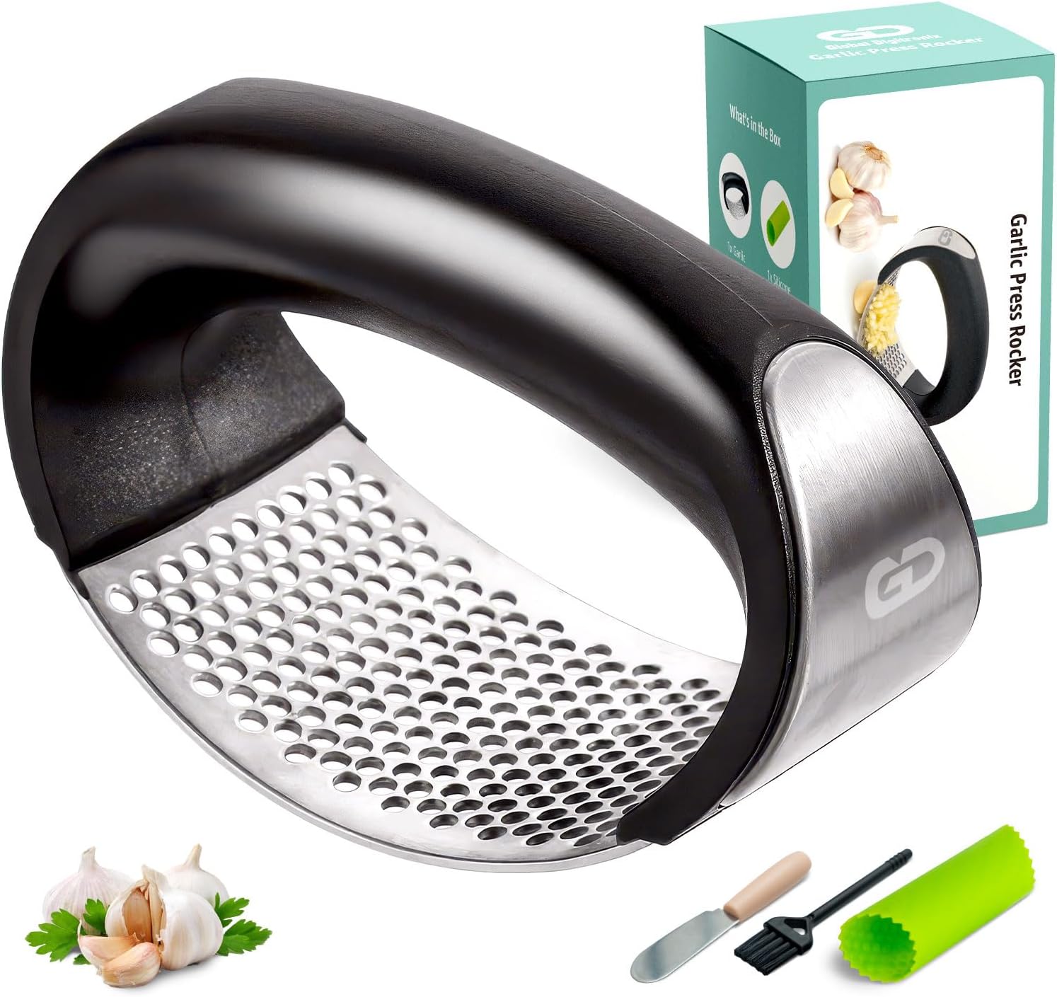 Amazon.com: Mmyzao Garlic Press Rocker Mincer Stainless Steel Improved ...