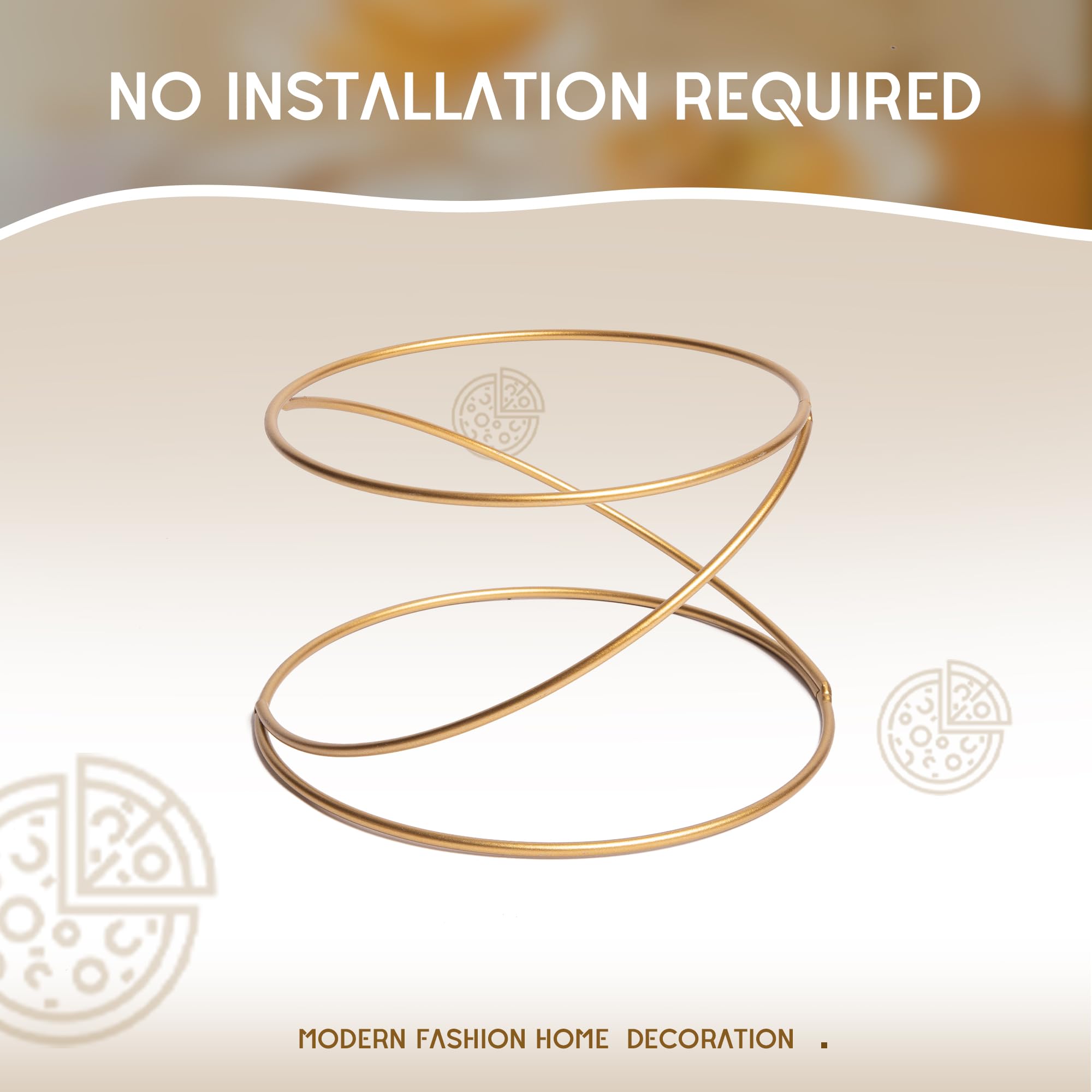 HPC DECOR Set of 4 Gold Yellow Metal Wire Pizza Pan Riser Stands- Round ...