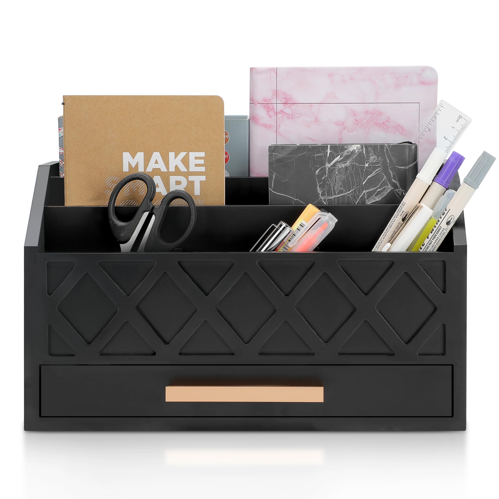Joyhawk Black Desk Organizers and Storage, Wooden Mail Bill File Paper ...