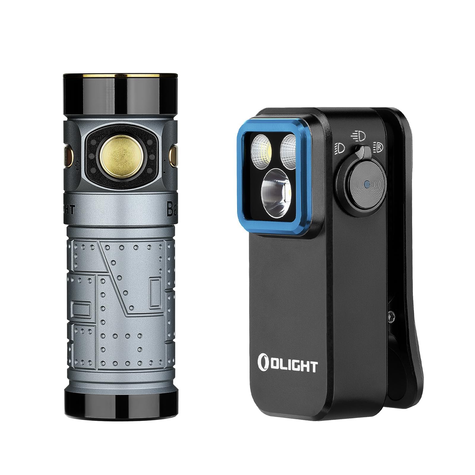 OLIGHT Oclip Pro EDC Flashlight Clip-on Light Bundle with Baton4 Rechargeable EDC Flashlight ...