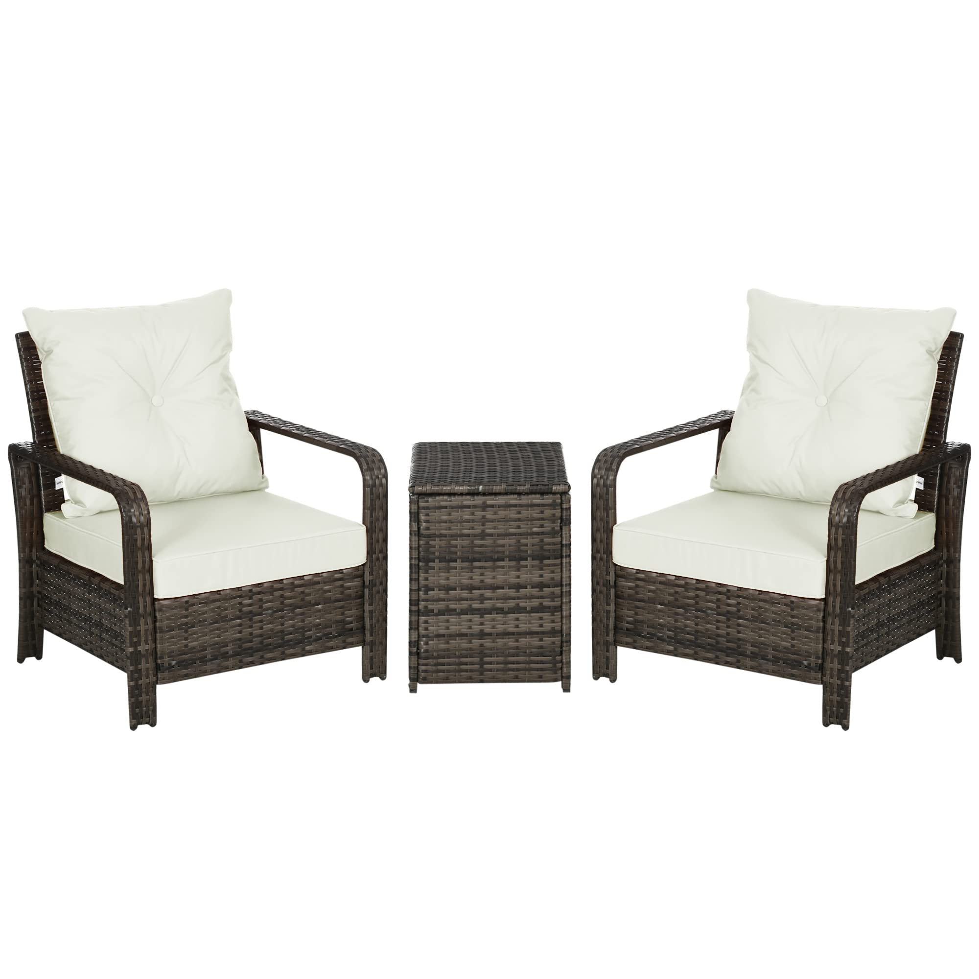 Amazon.com: Outsunny 3 Piece Patio Furniture Set, PE Rattan Wicker ...