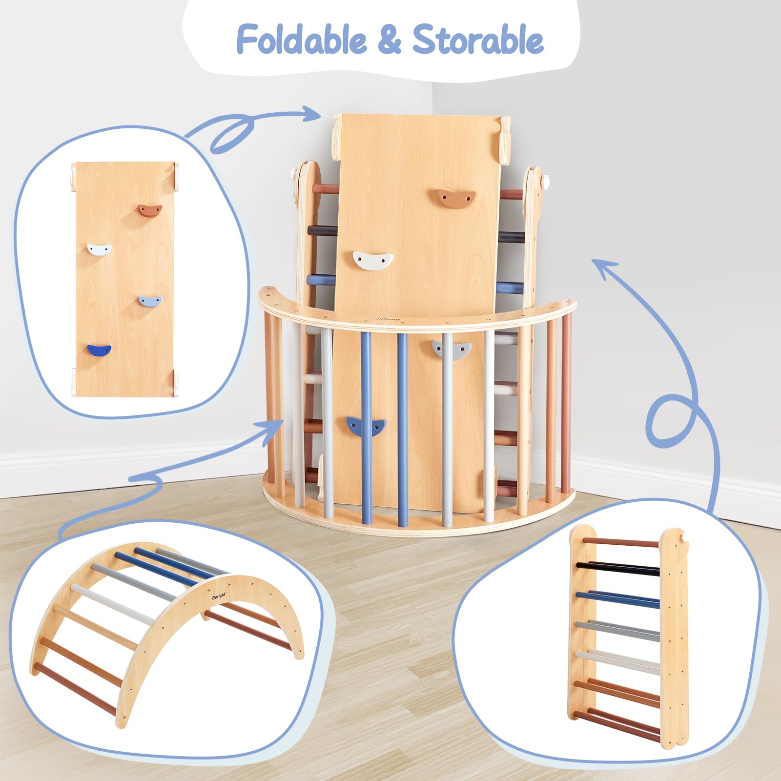 Snapklik.com : Beright 5 In1 Pikler Triangle Gym, Foldable Climbing ...