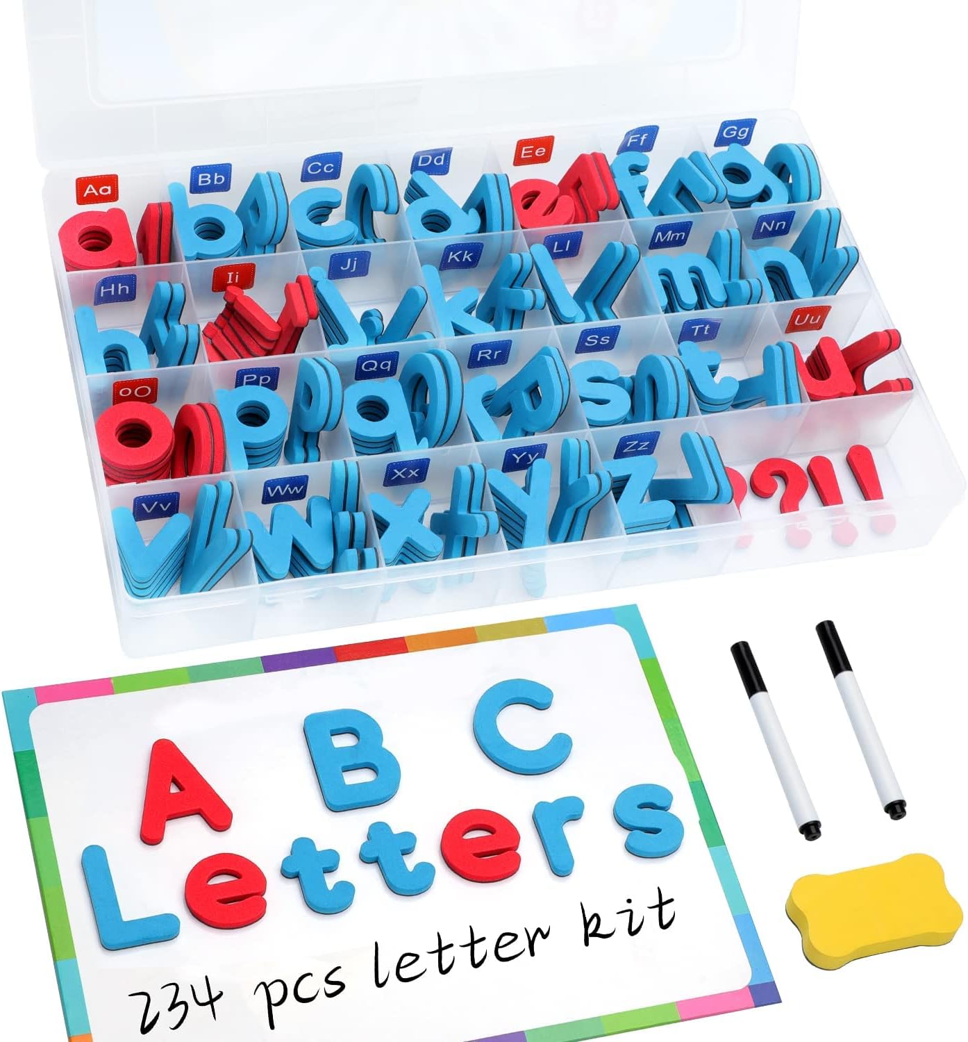 Magnetic Alphabet Letters 234Pcs Foam Magnetic Letters with Dry Erase ...