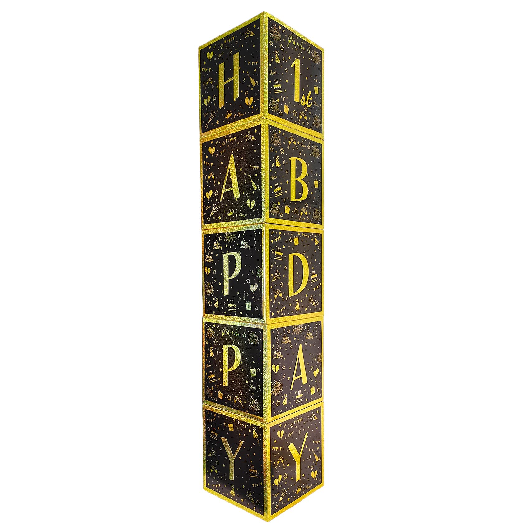 Buy UNIIDECO Birthday Letter Boxes for Party, Black and Gold Birthday ...