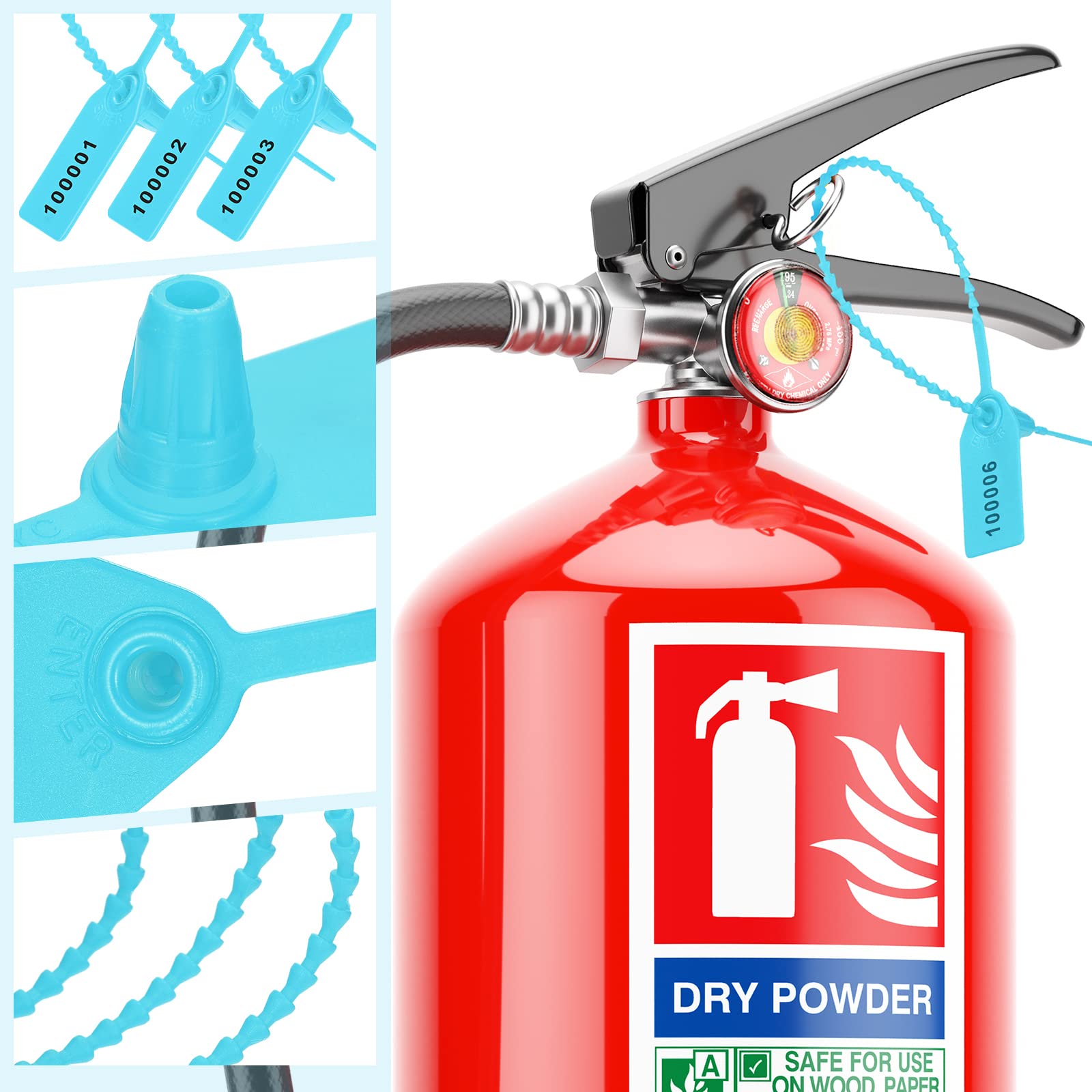 Snapklik.com : 1000 Pcs Plastic Tamper Seals Fire Extinguisher Tags ...