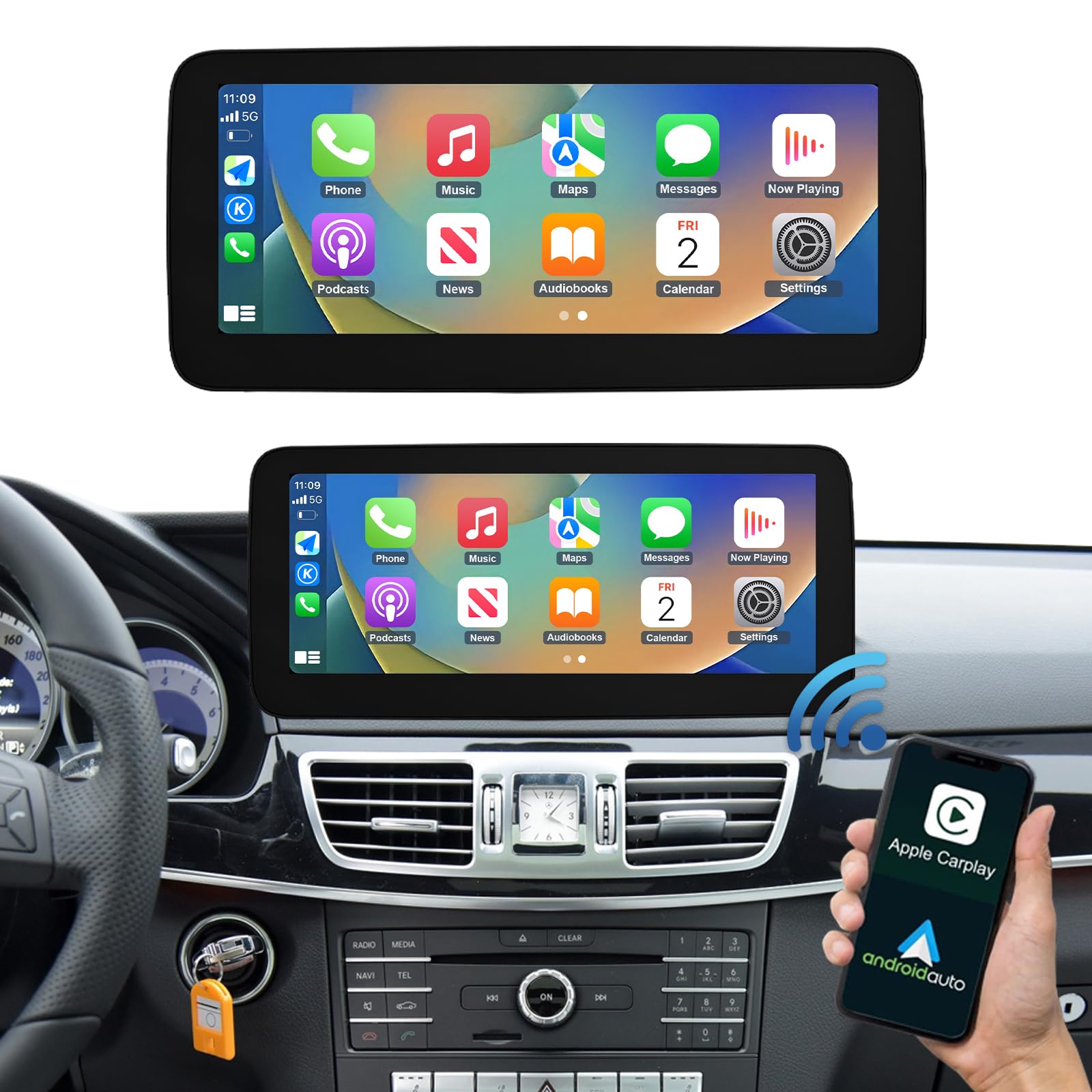 Amazon.com: Road Top 12.3 Inch Carplay Touchscreen Wireless Android ...