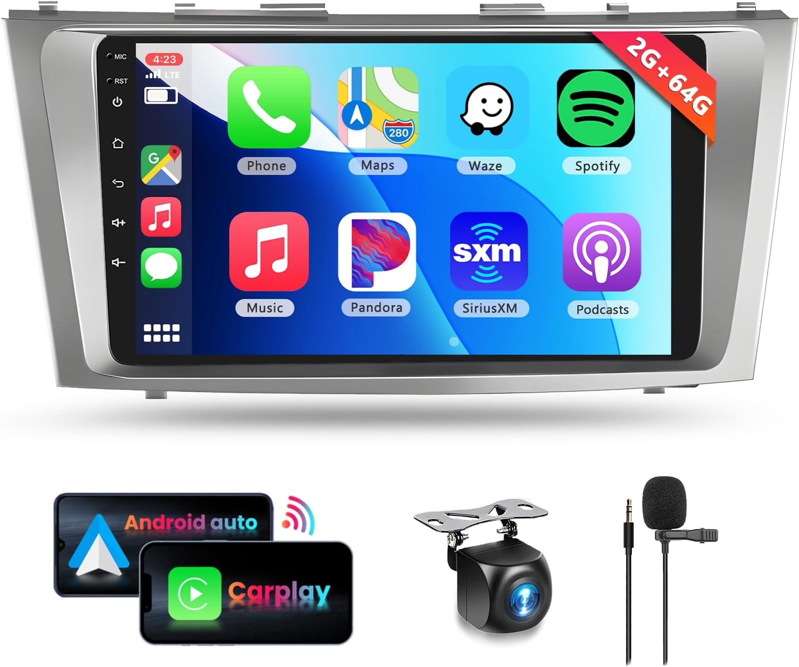 Amazon.com: 4+64G Android 13 Car Stereo Radio for Toyota Highlander ...