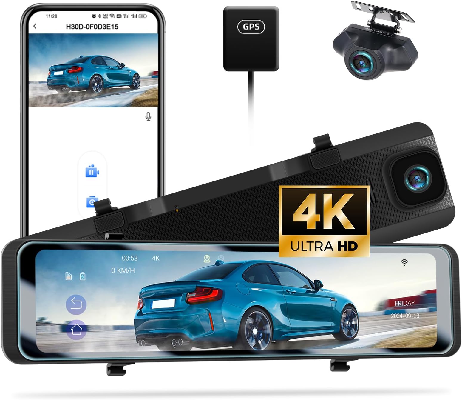 Amazon.com: 4K Mirror Dash Cam with IMX415, 12 Inch Smart Rear View ...