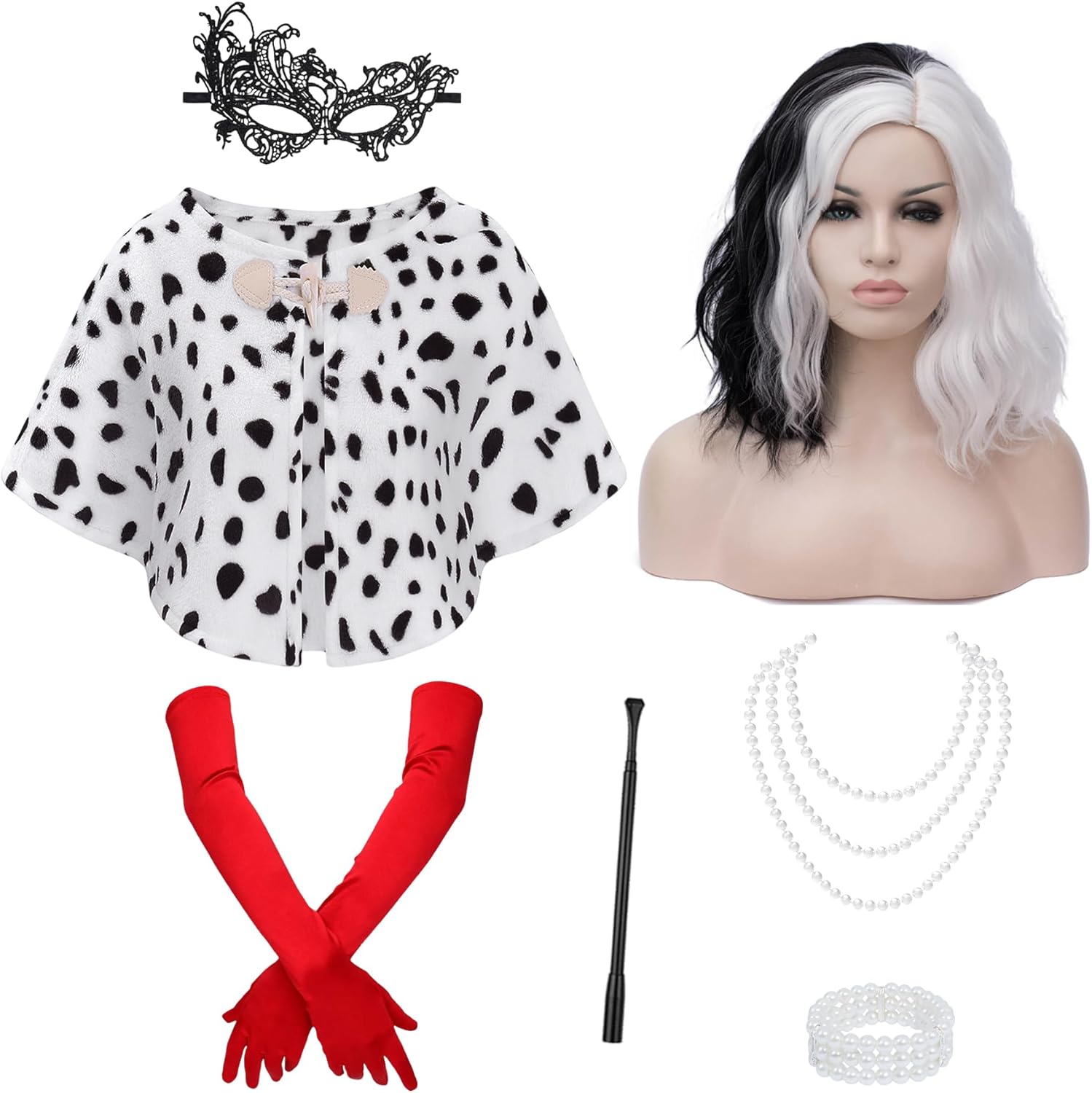 Amazon.com: Hitormoon Women Cruella Deville Costume Adult Dalmation ...