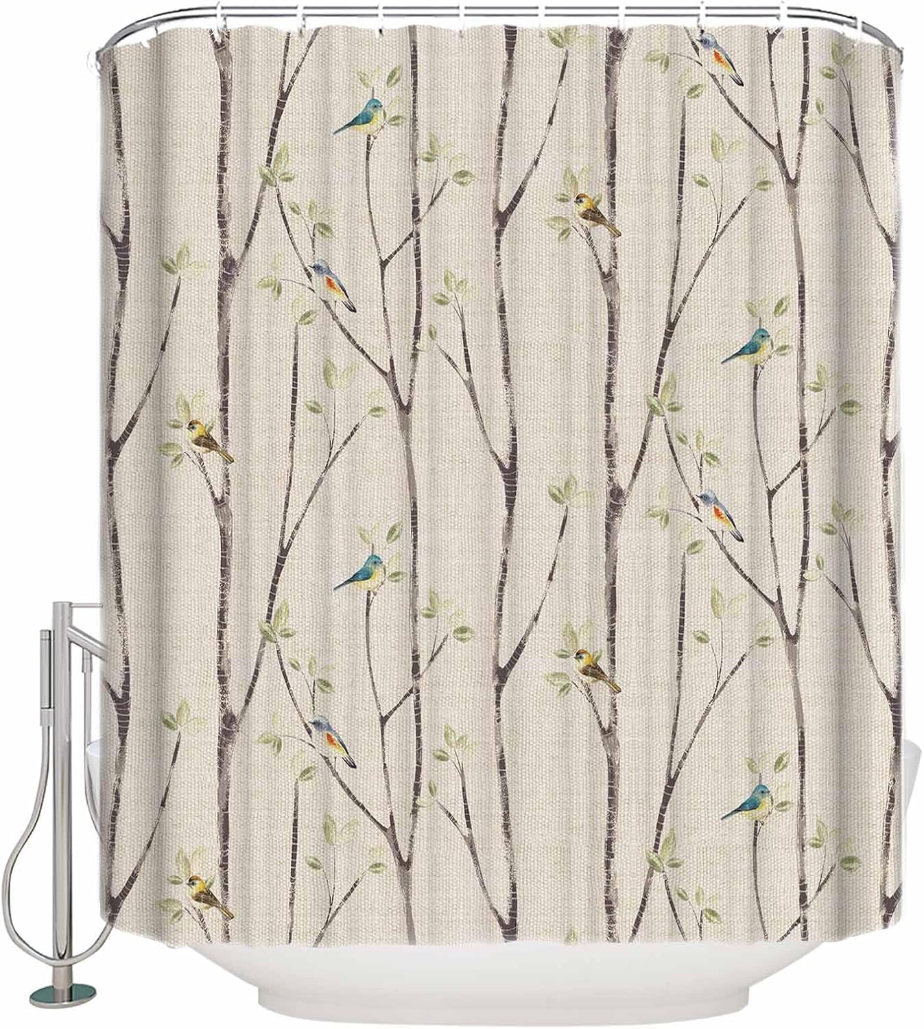 Amazon.com: Tree Birds Shower Curtain Set with Hook 72"x72",Washable ...