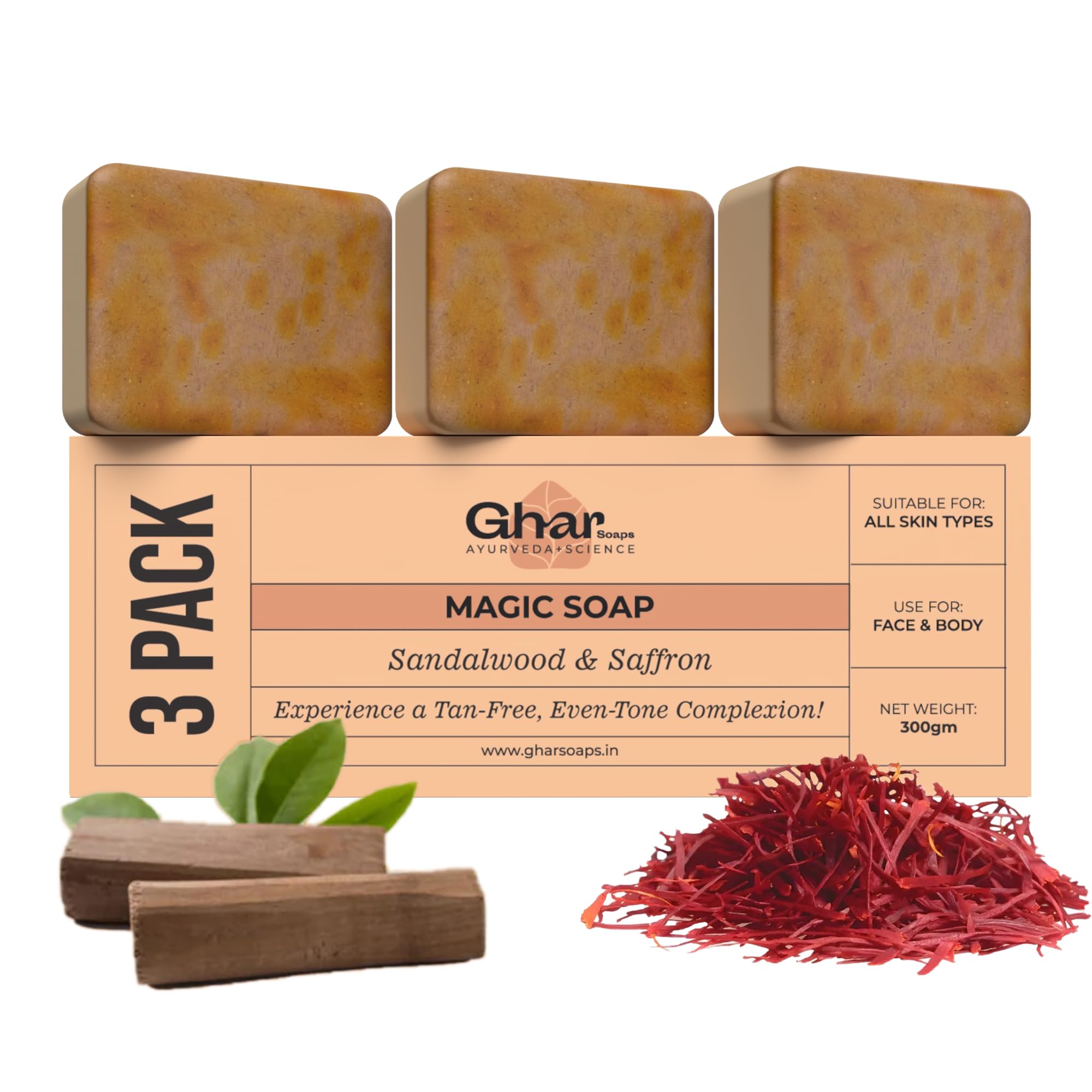 Amazon.com : GHAR SOAPS Sandalwood & Saffron Magic Soaps For Bath ...